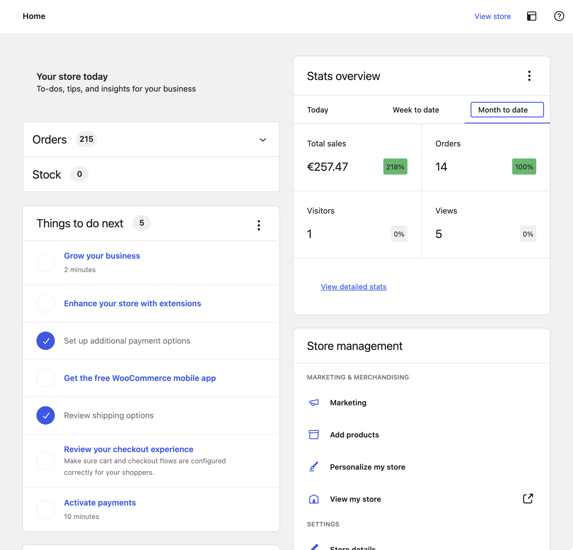 Home Screen Documentation - WooCommerce