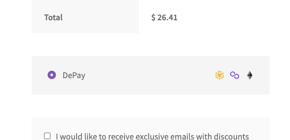 DePay Web3 Payments Documentation - WooCommerce
