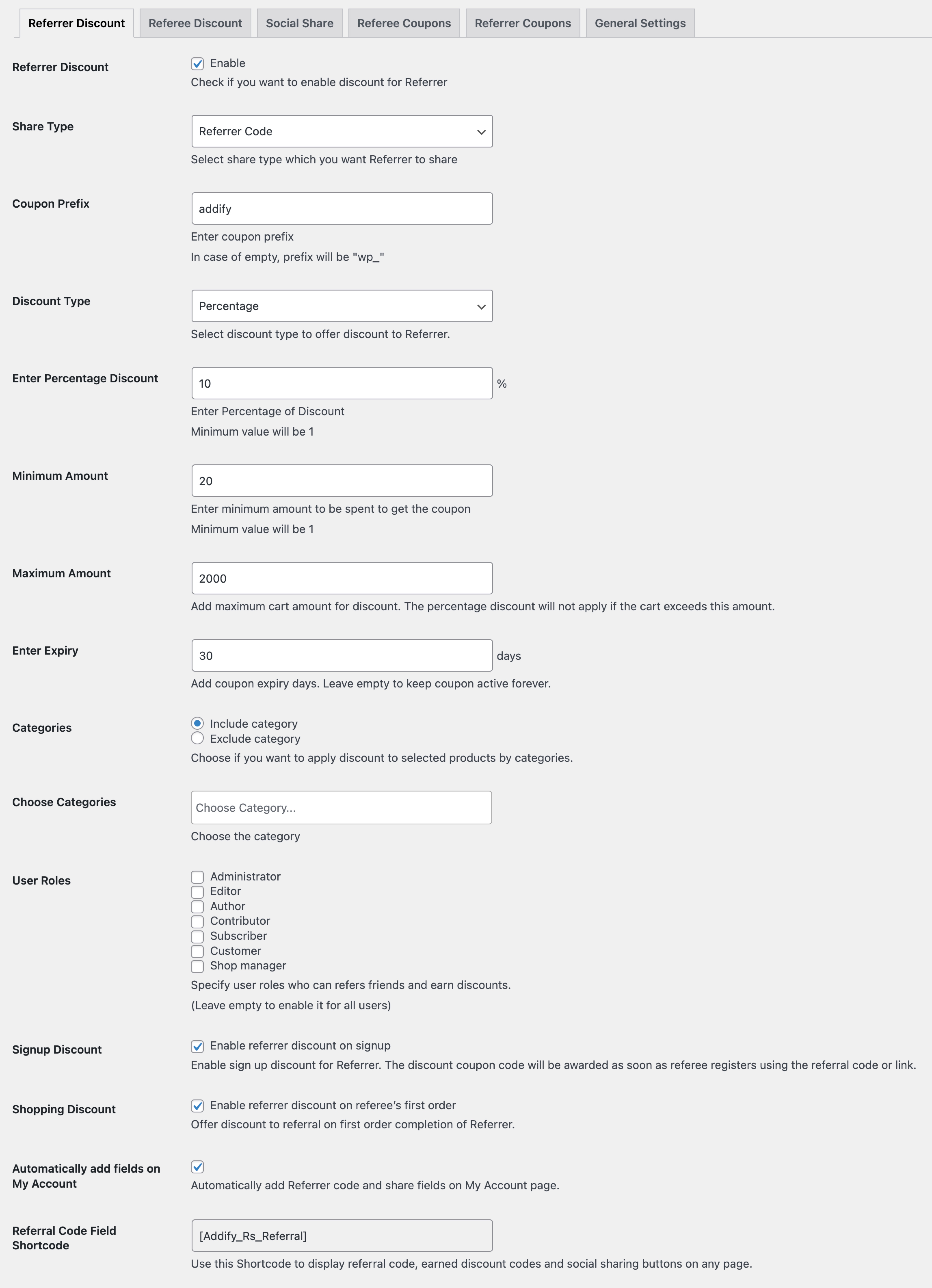 WooCommerce Refer a Friend - Discount on Signup or Order