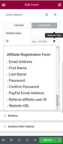 How to create affiliate registration forms with Elementor form builder Documentation - WooCommerce