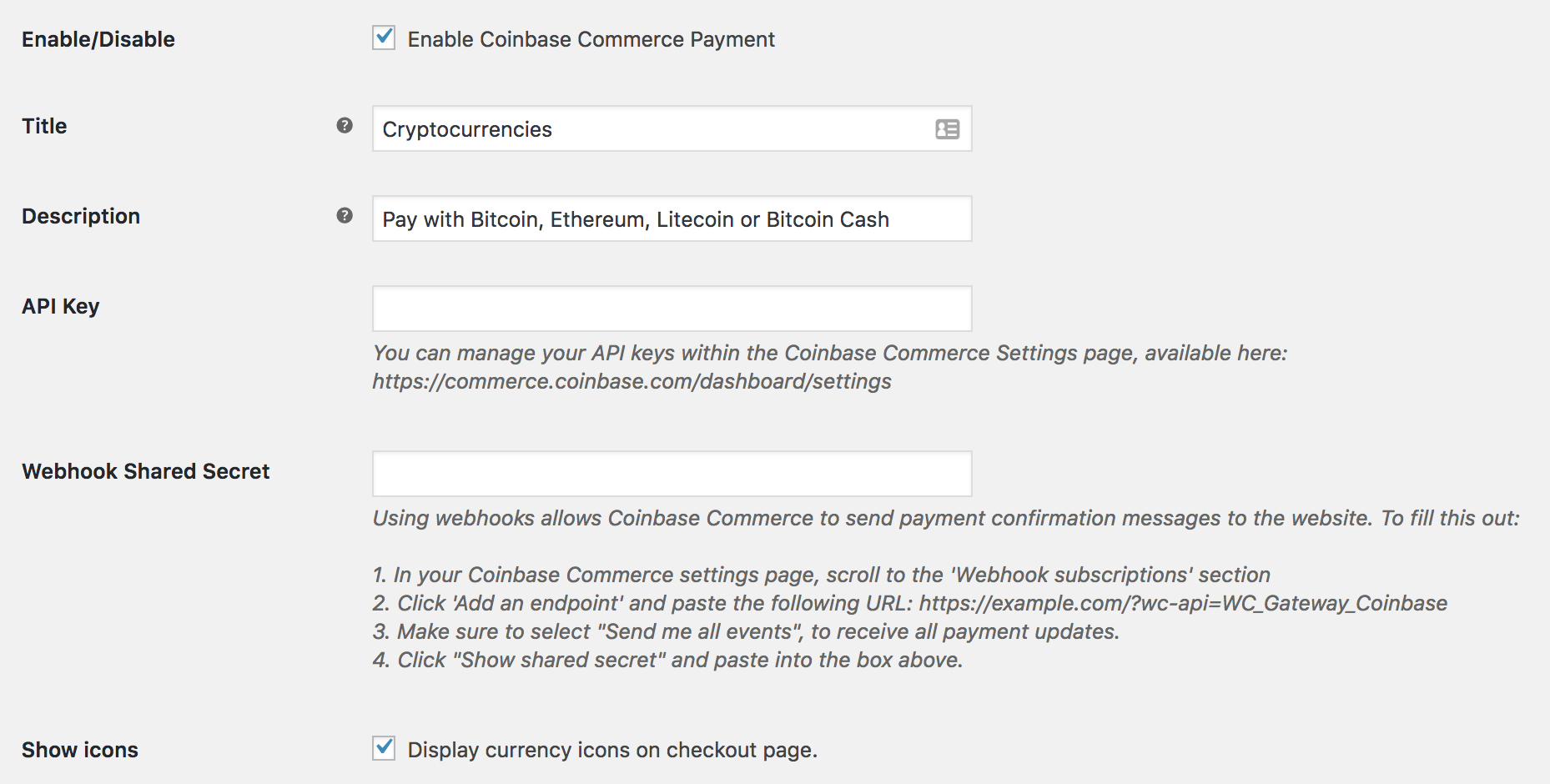 Coinbase Commerce Documentation - WooCommerce