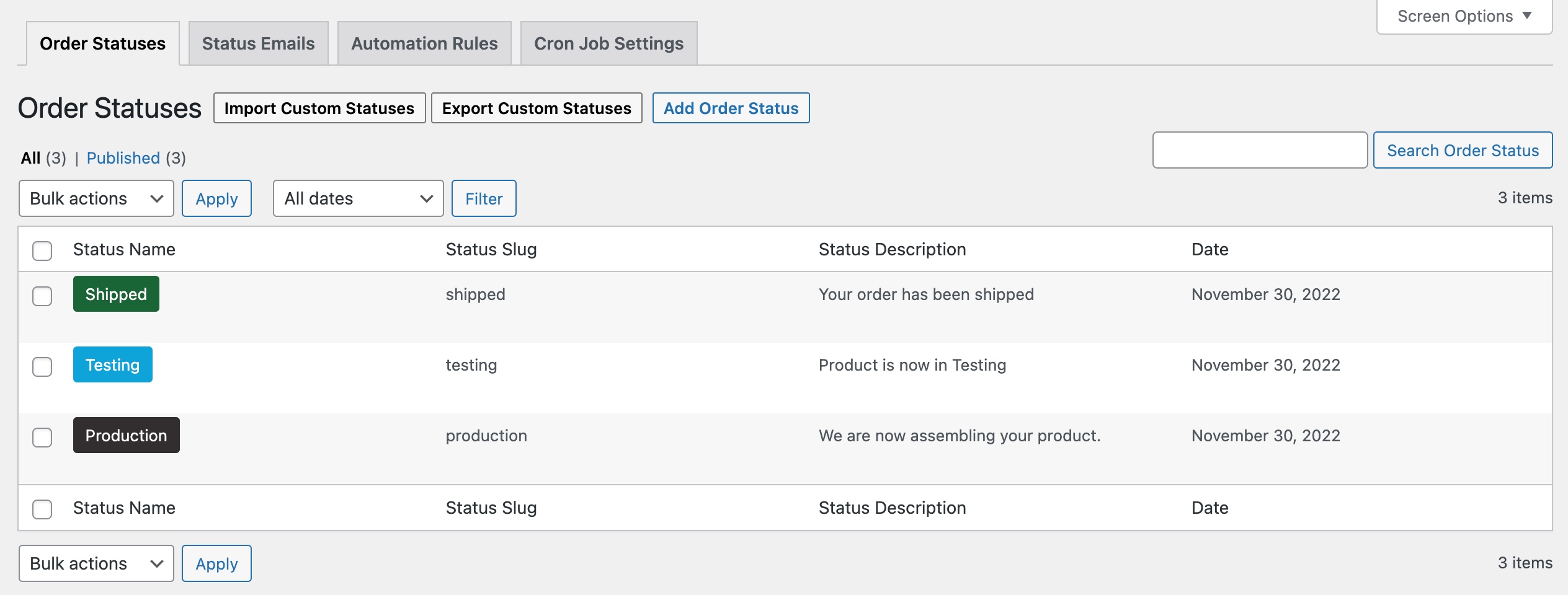 WooCommerce Custom Order Status, Automatic Status Manager