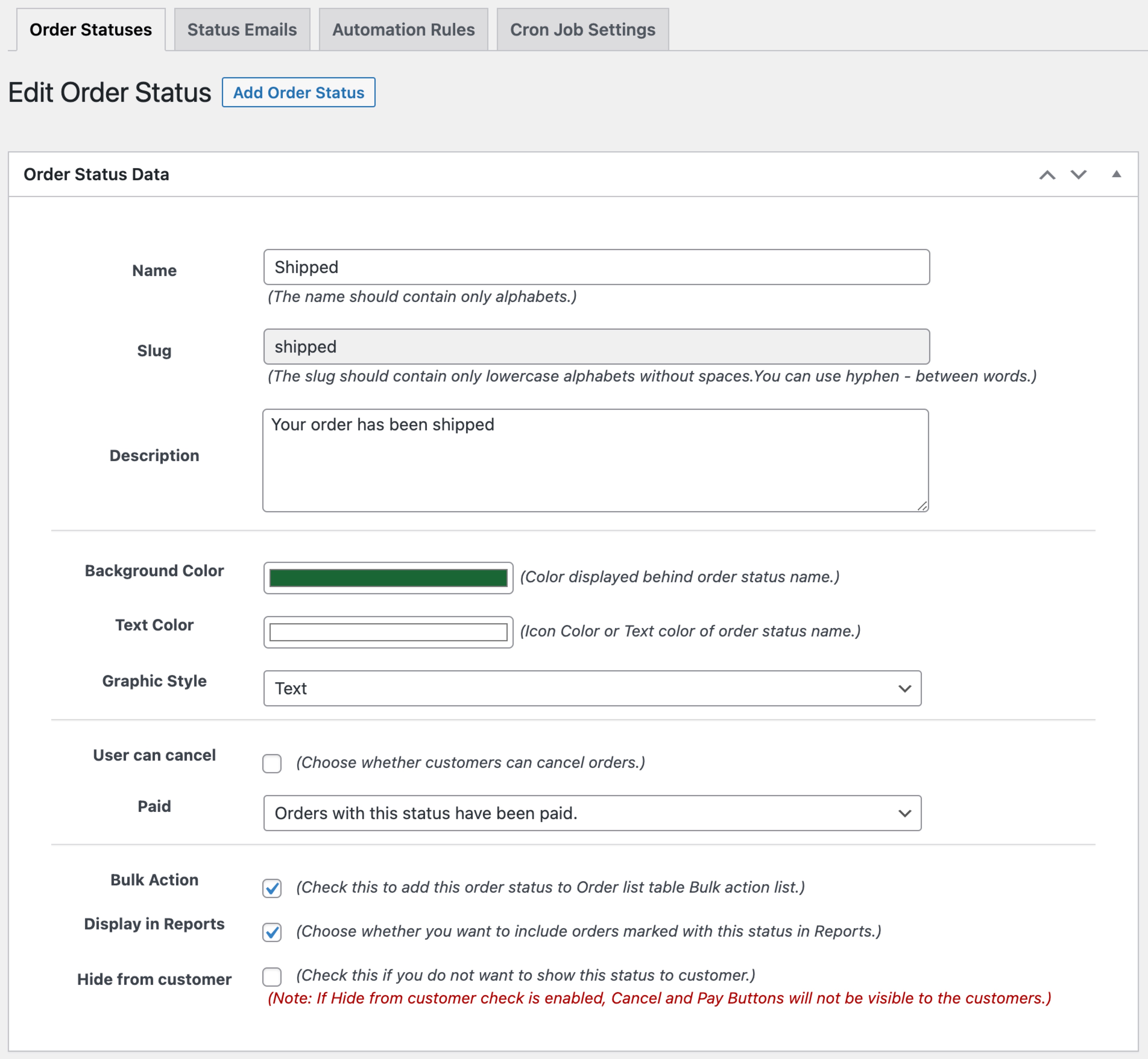 WooCommerce Order Status Manager - Documentation