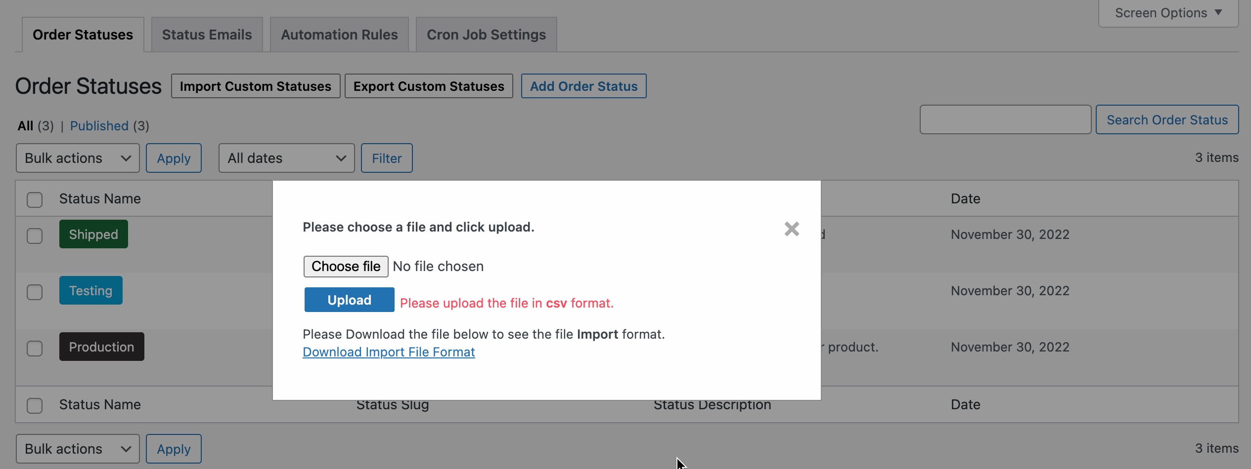 WooCommerce Custom Order Status, Automatic Status Manager