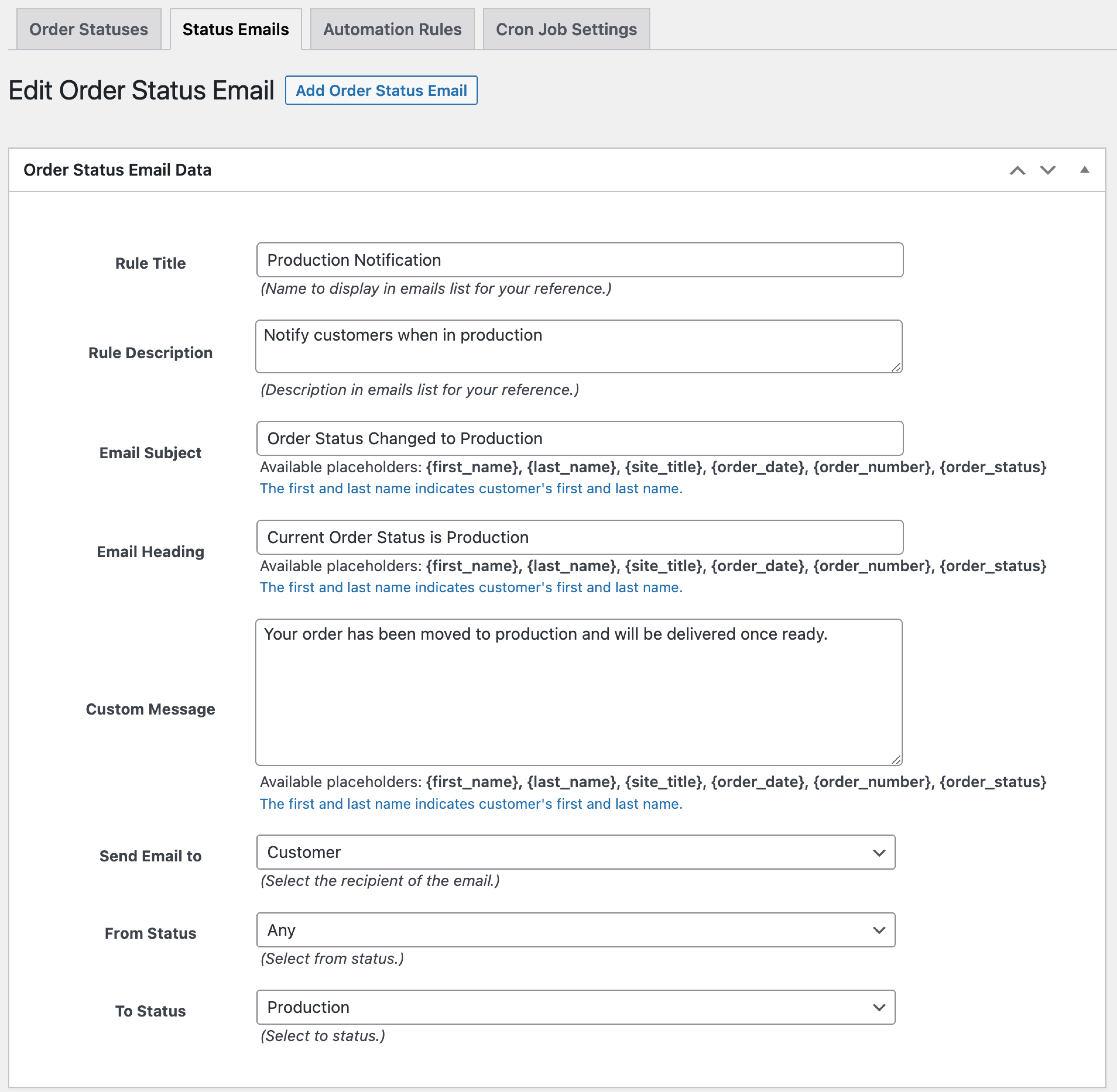 WooCommerce Order Status Manager - Documentation