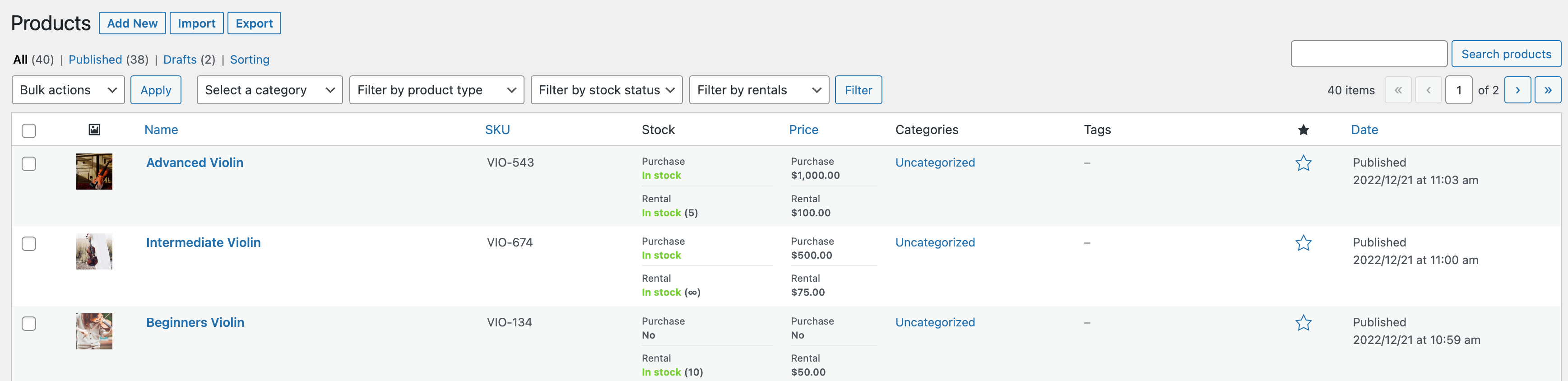 Rental Products - WooCommerce