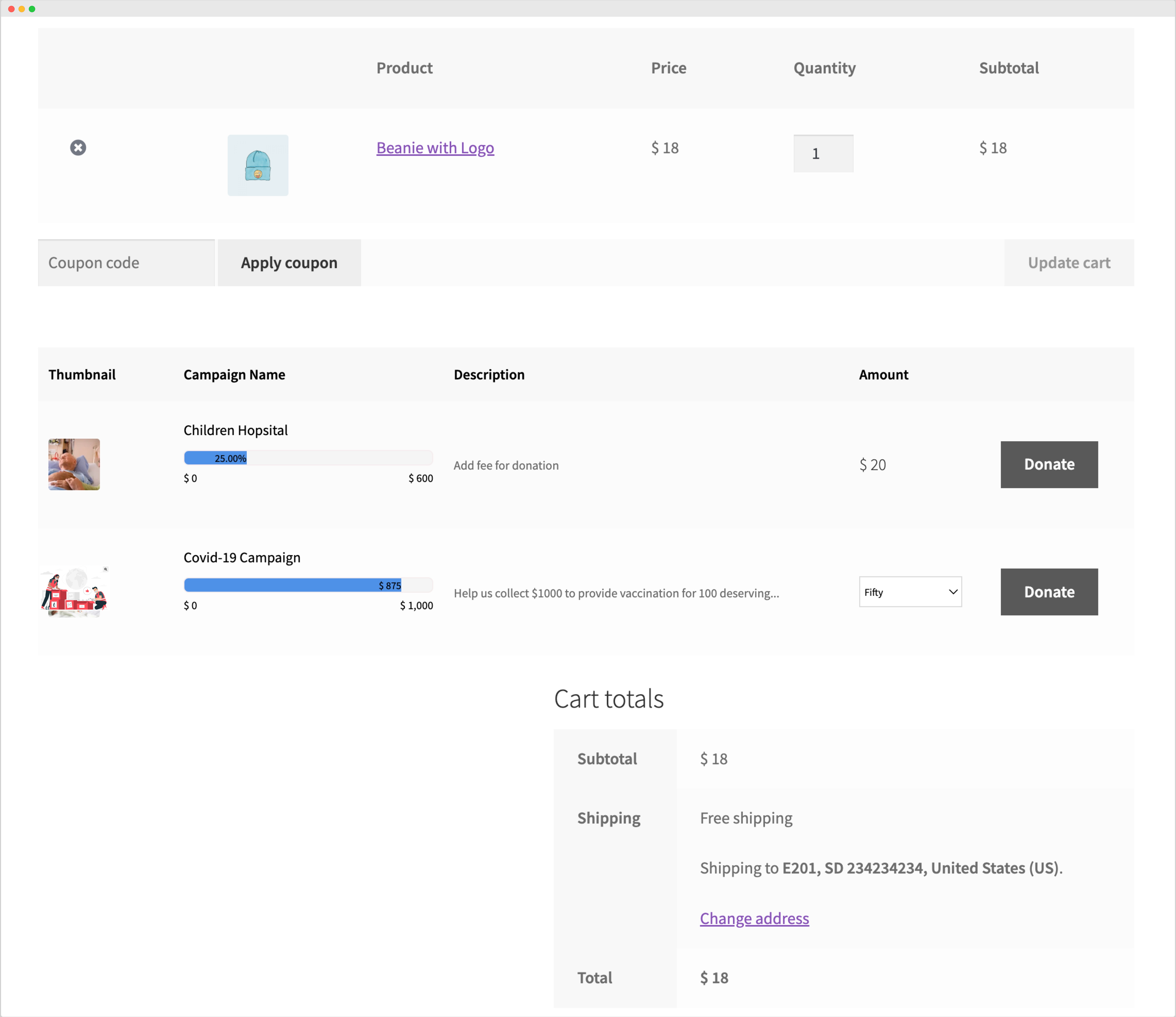 Advanced Donation - WooCommerce