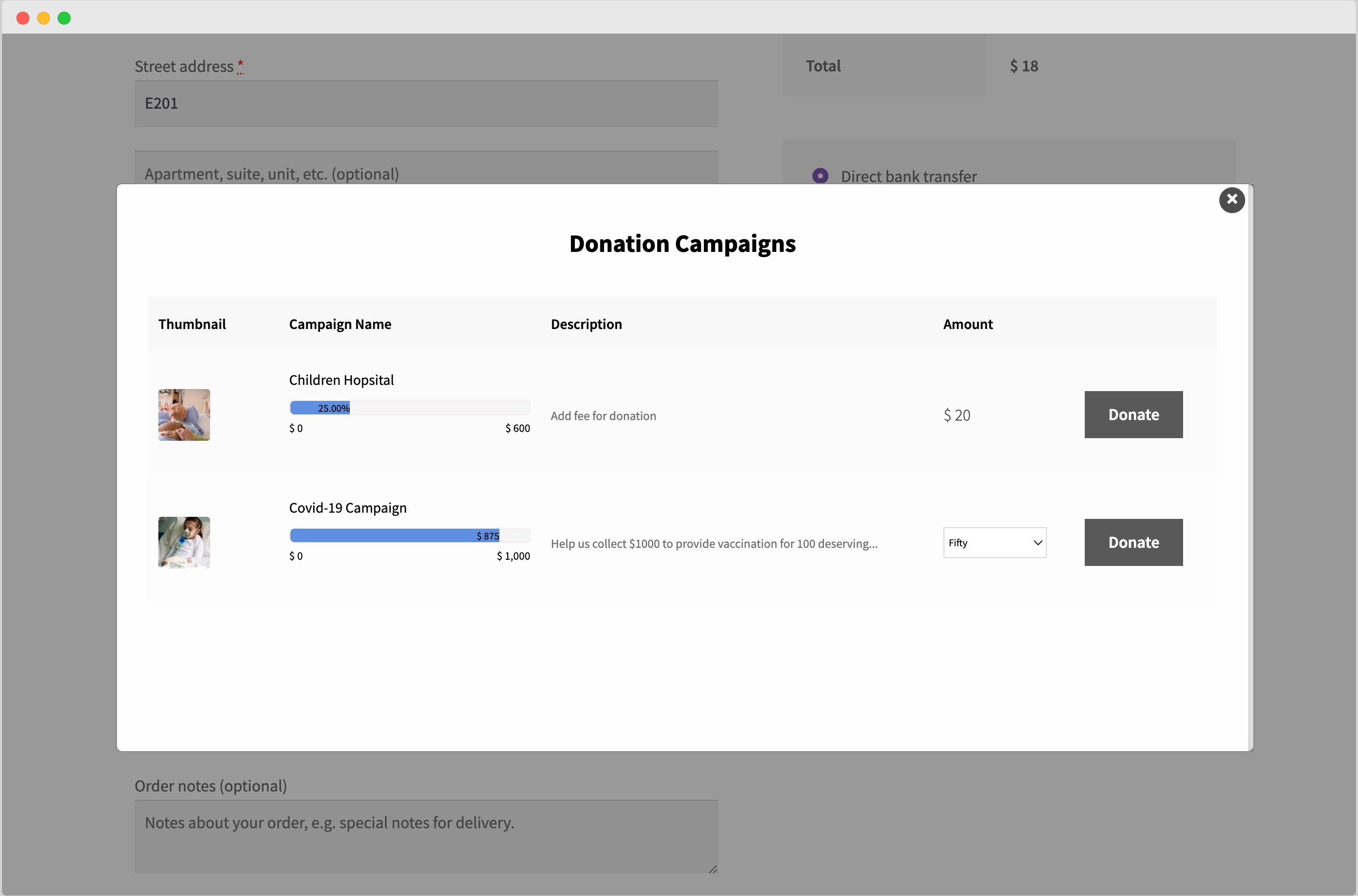 Advanced Donation - WooCommerce