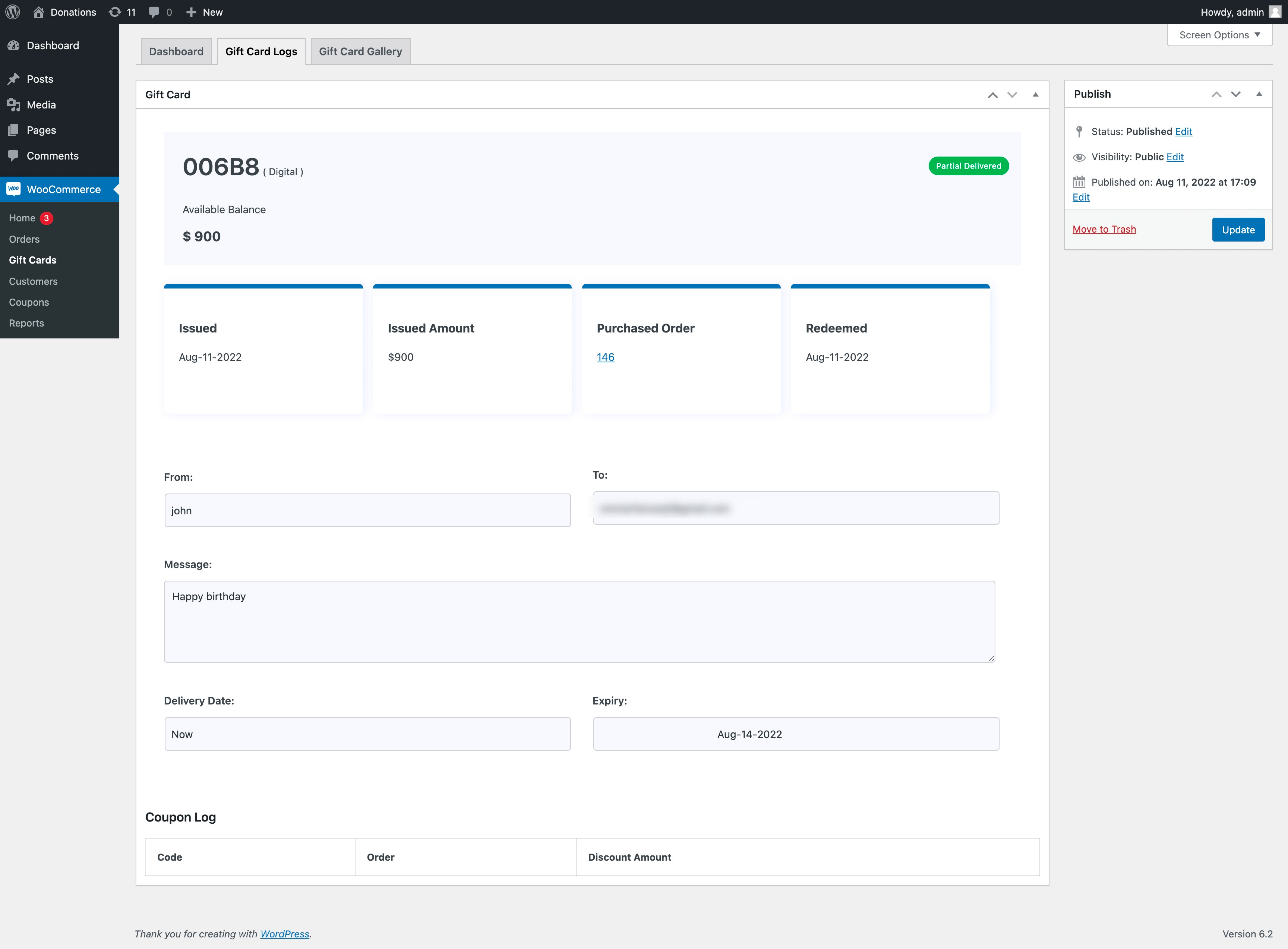 WooCommerce Gift Card - Sell Physical & e-Gift Vouchers