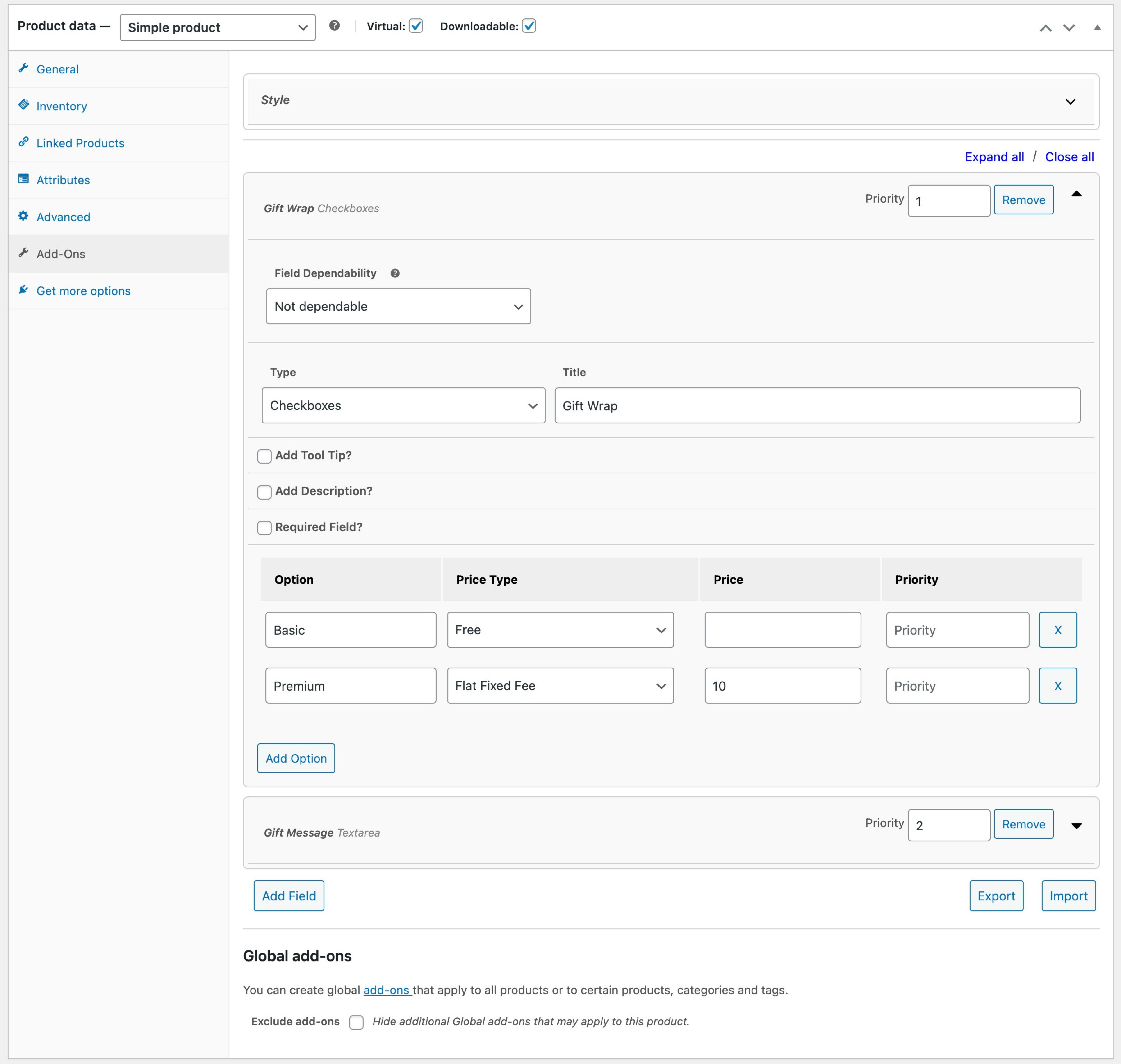 Woocommerce Product Options Add Custom Product Add Ons