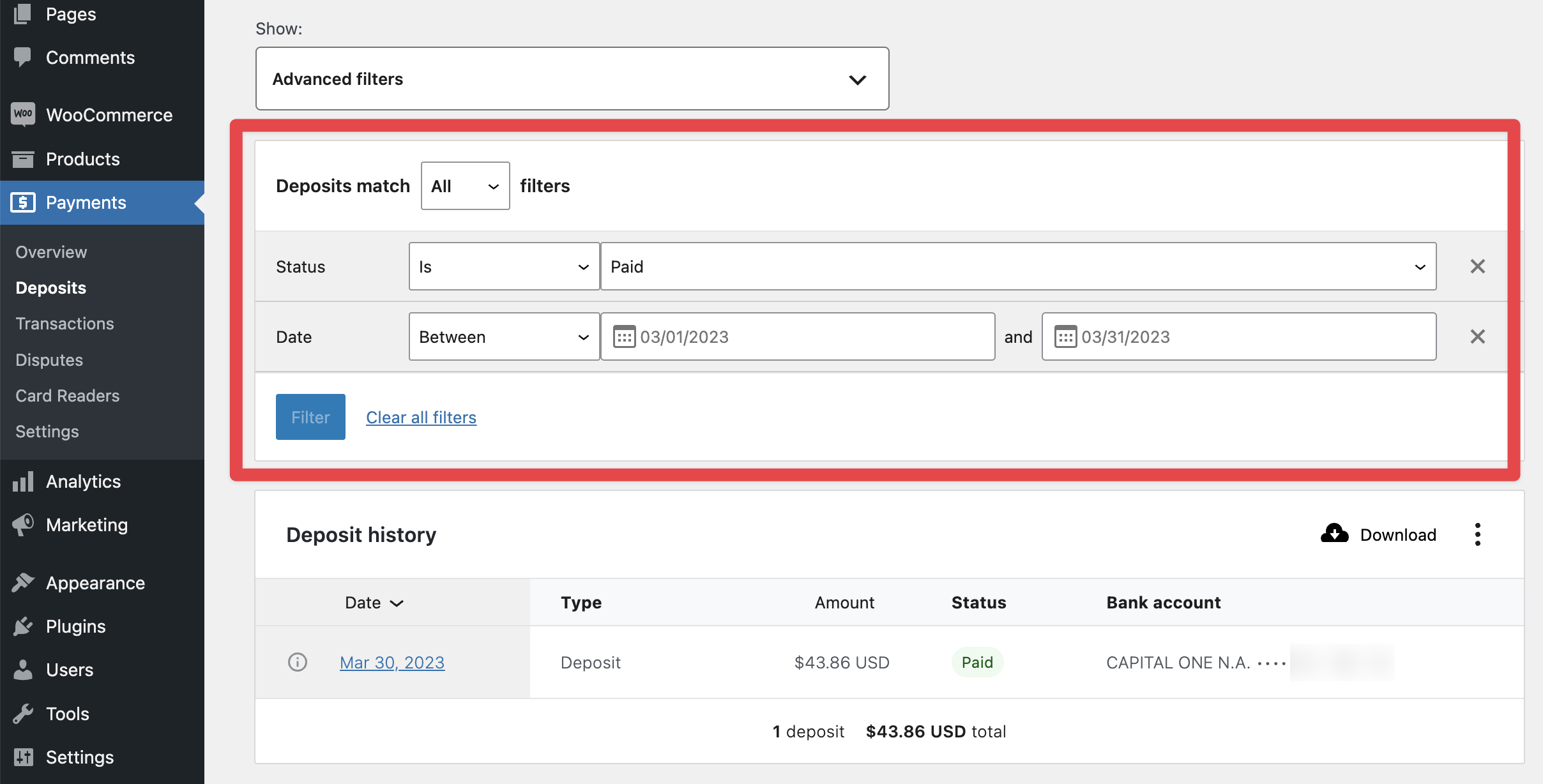 Managing Money with WooPayments Documentation - WooCommerce