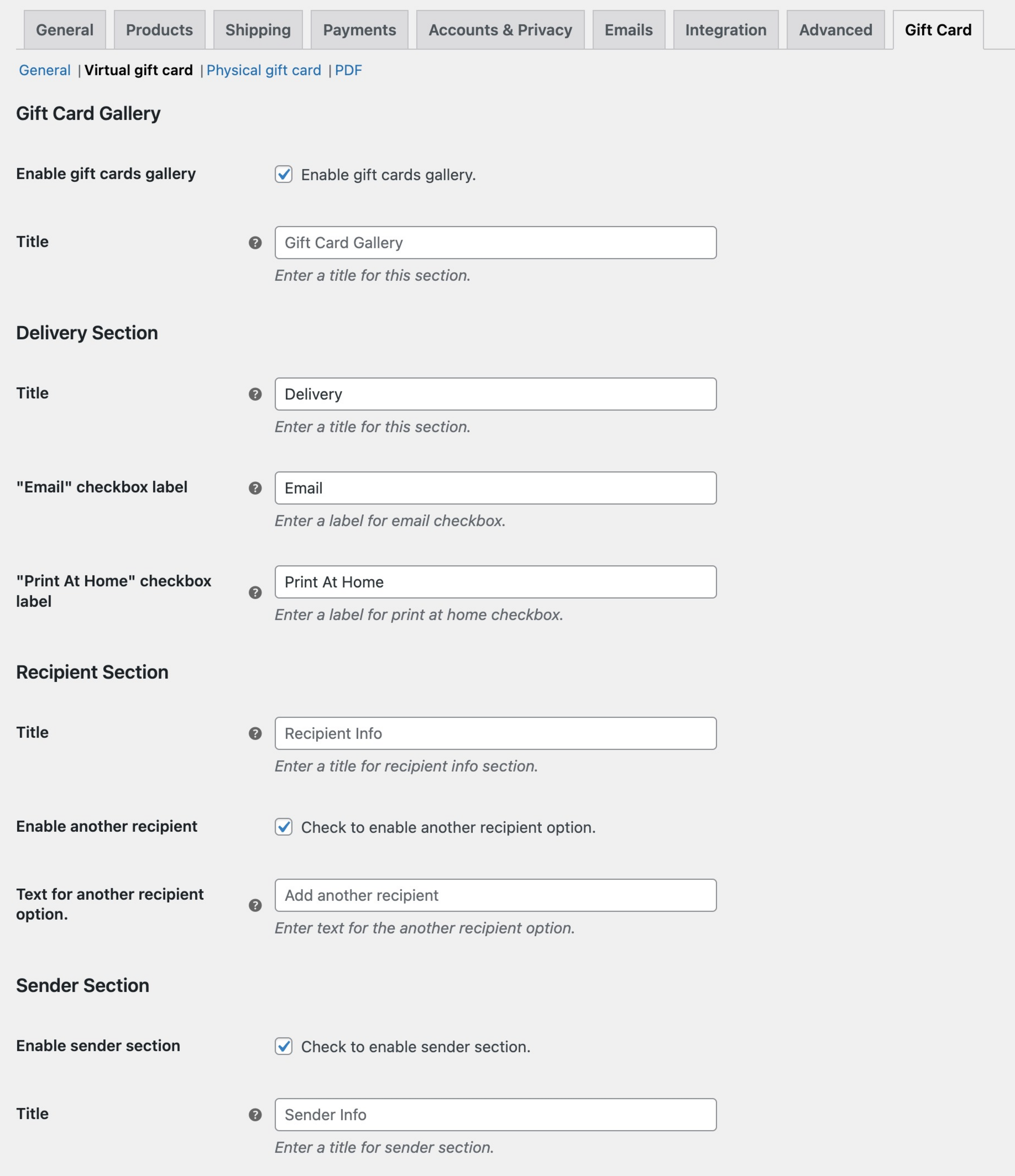 Advanced Gift Card Documentation - WooCommerce