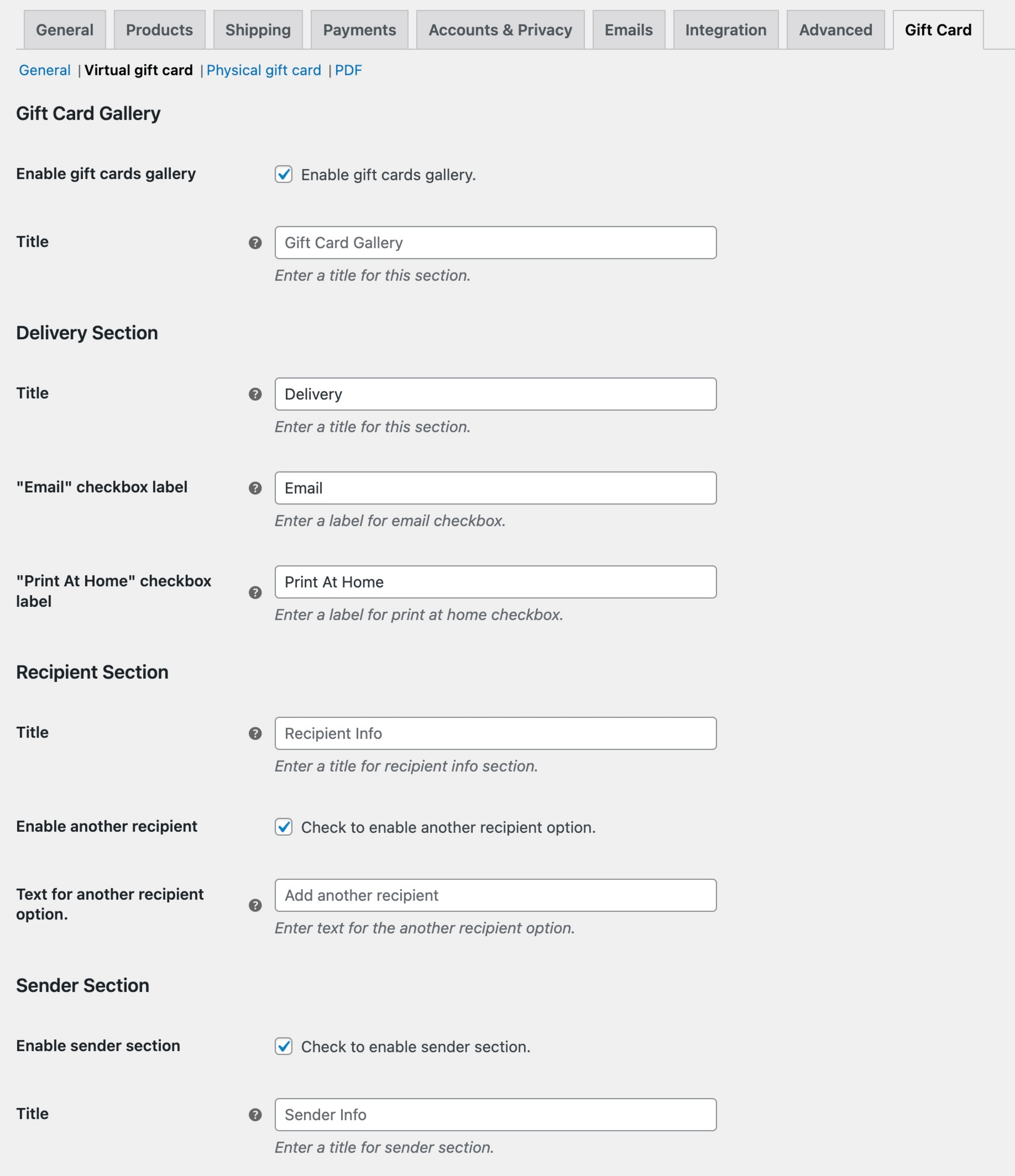 Advanced Gift Card Documentation - WooCommerce