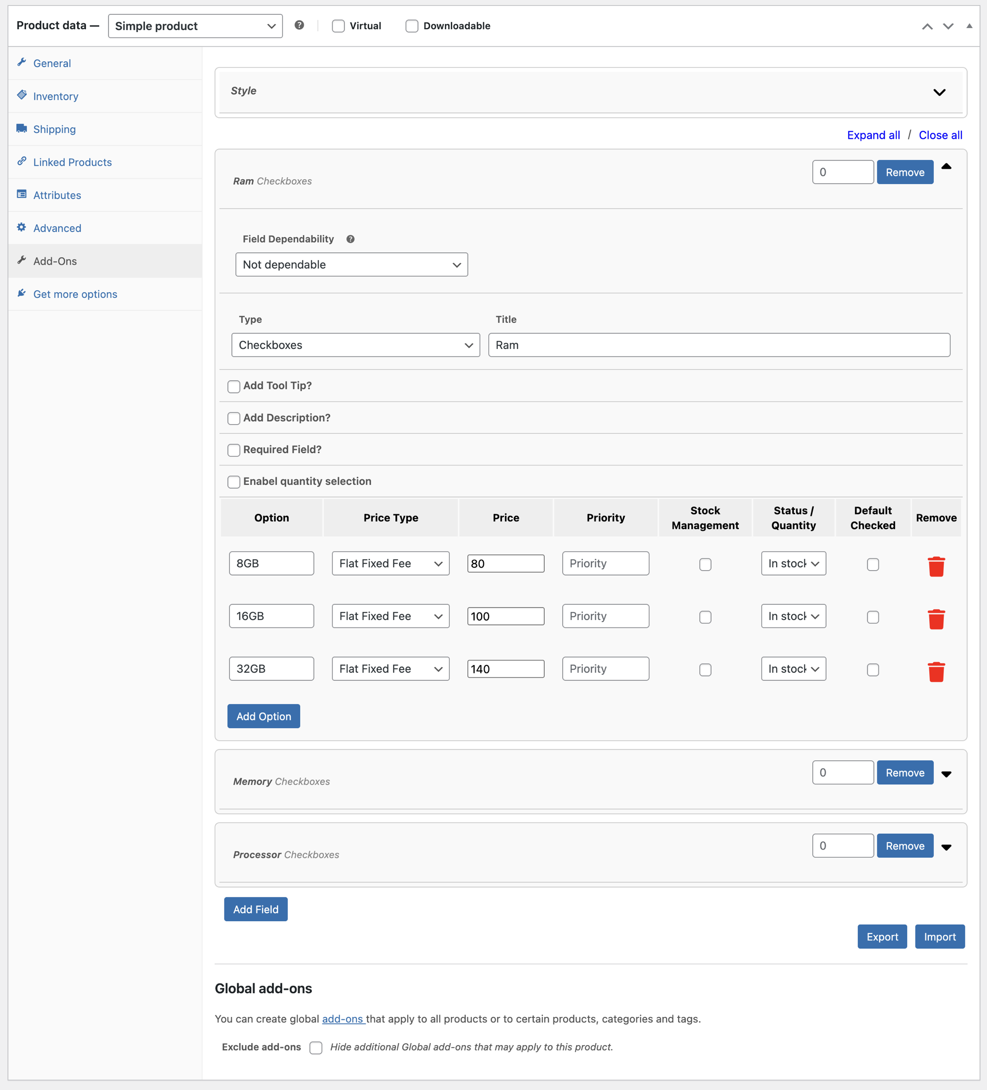 WooCommerce Product Options - Add Custom Product Add-Ons
