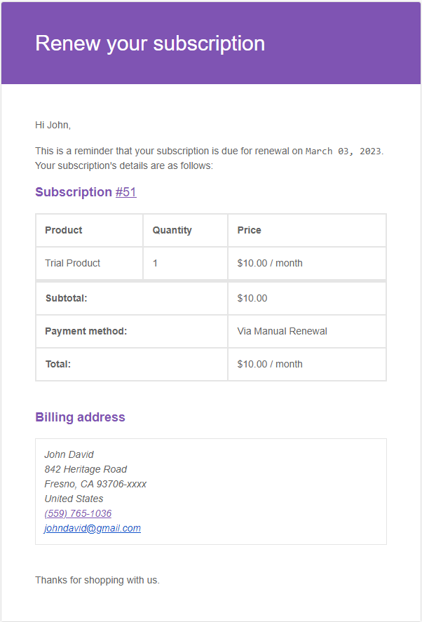 Email Reminders for WooCommerce Subscriptions Documentation - WooCommerce