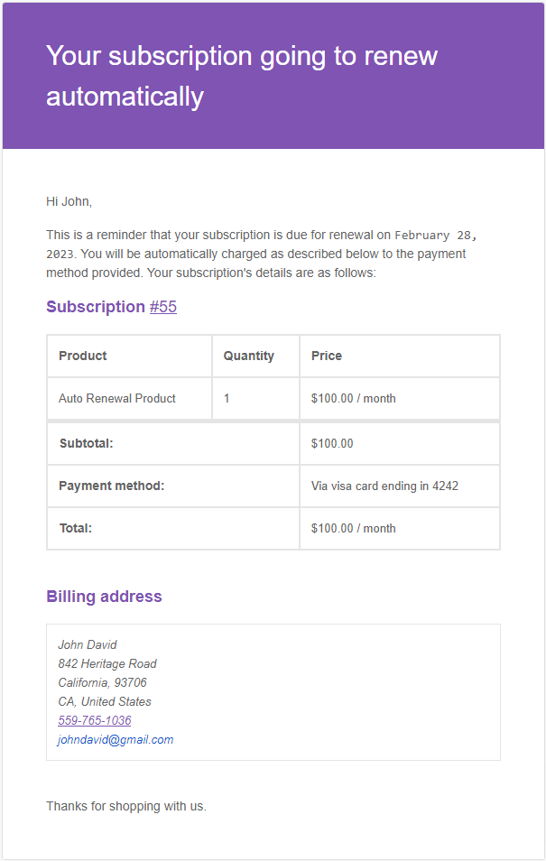 Email Reminders for WooCommerce Subscriptions - WooCommerce Marketplace