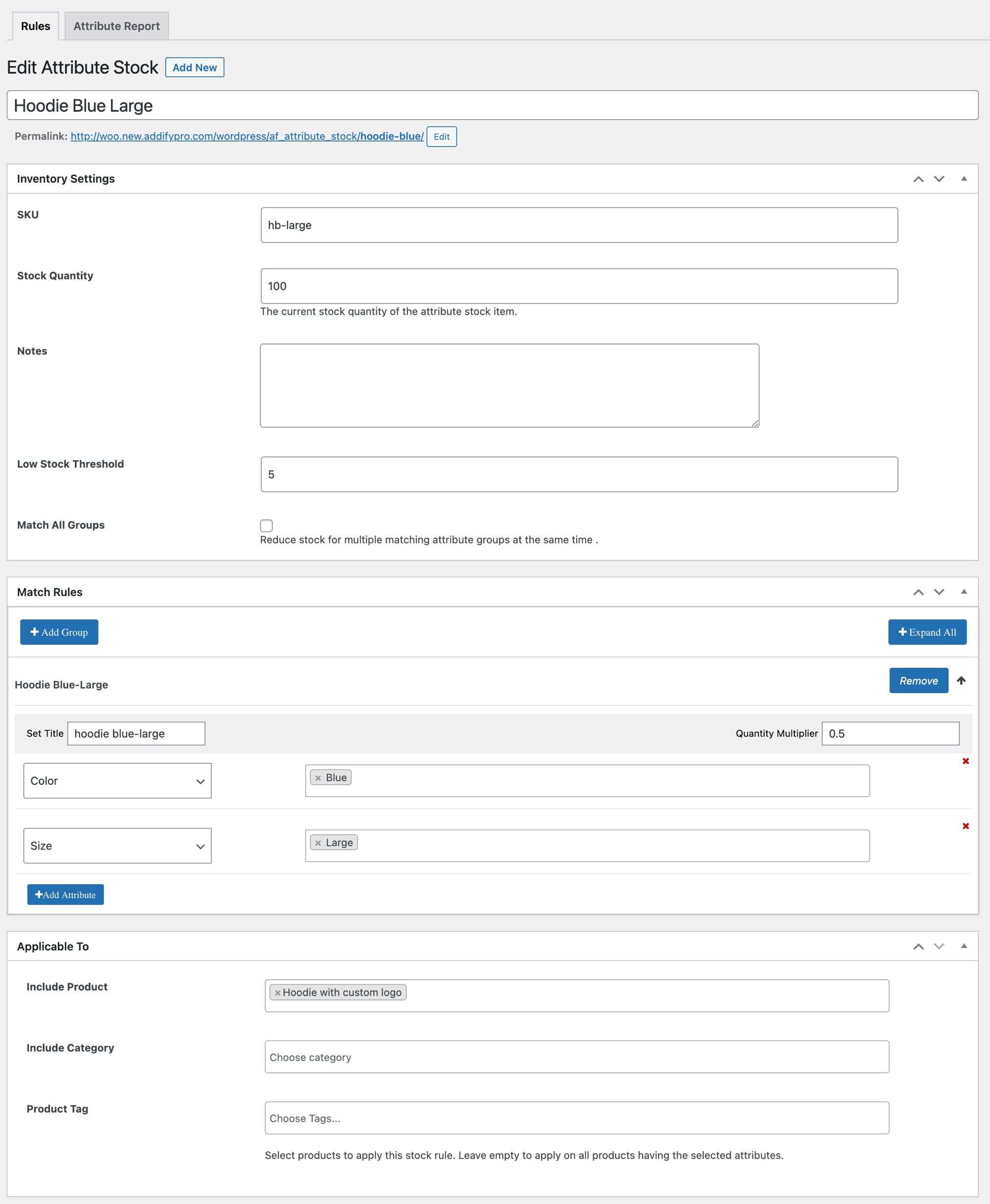 Shared Attribute Stock Documentation - WooCommerce