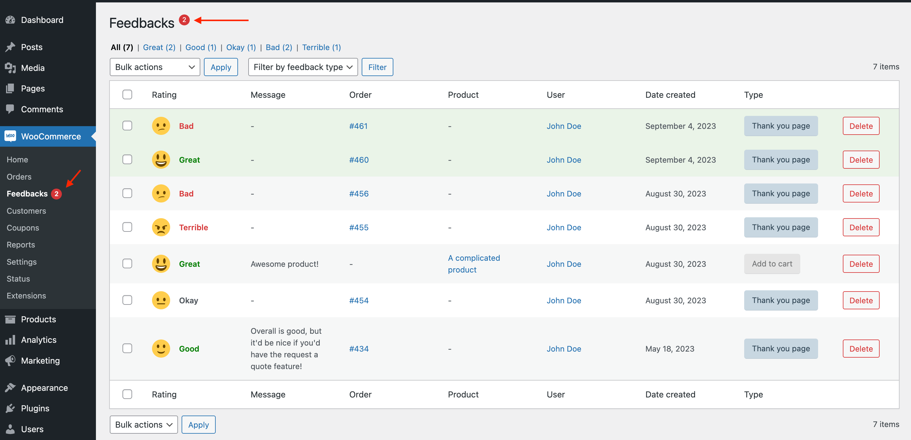 User Experience Feedback Documentation - WooCommerce