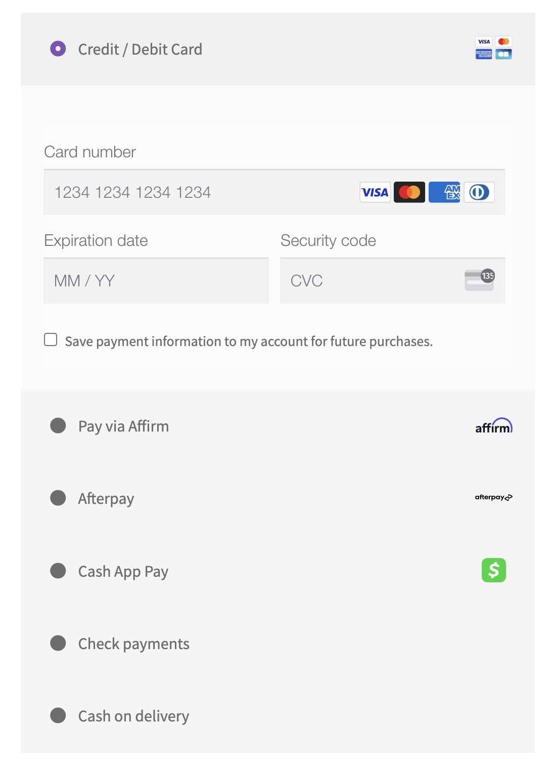 How will additional payment methods appear on my checkout page? Documentation - WooCommerce
