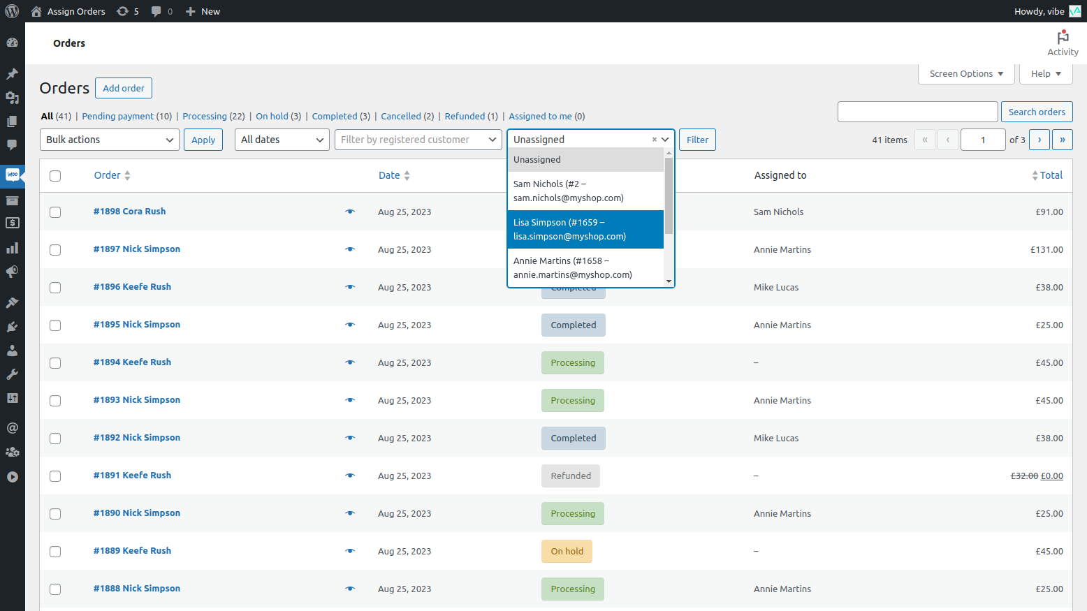 Assign Orders - WooCommerce Marketplace