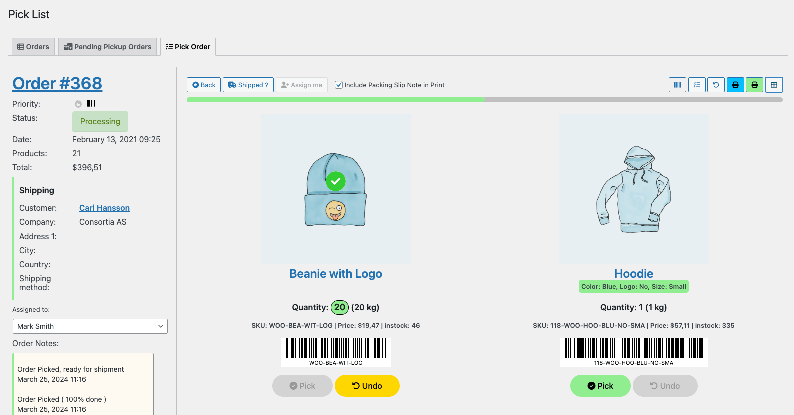 Pick List Documentation - WooCommerce