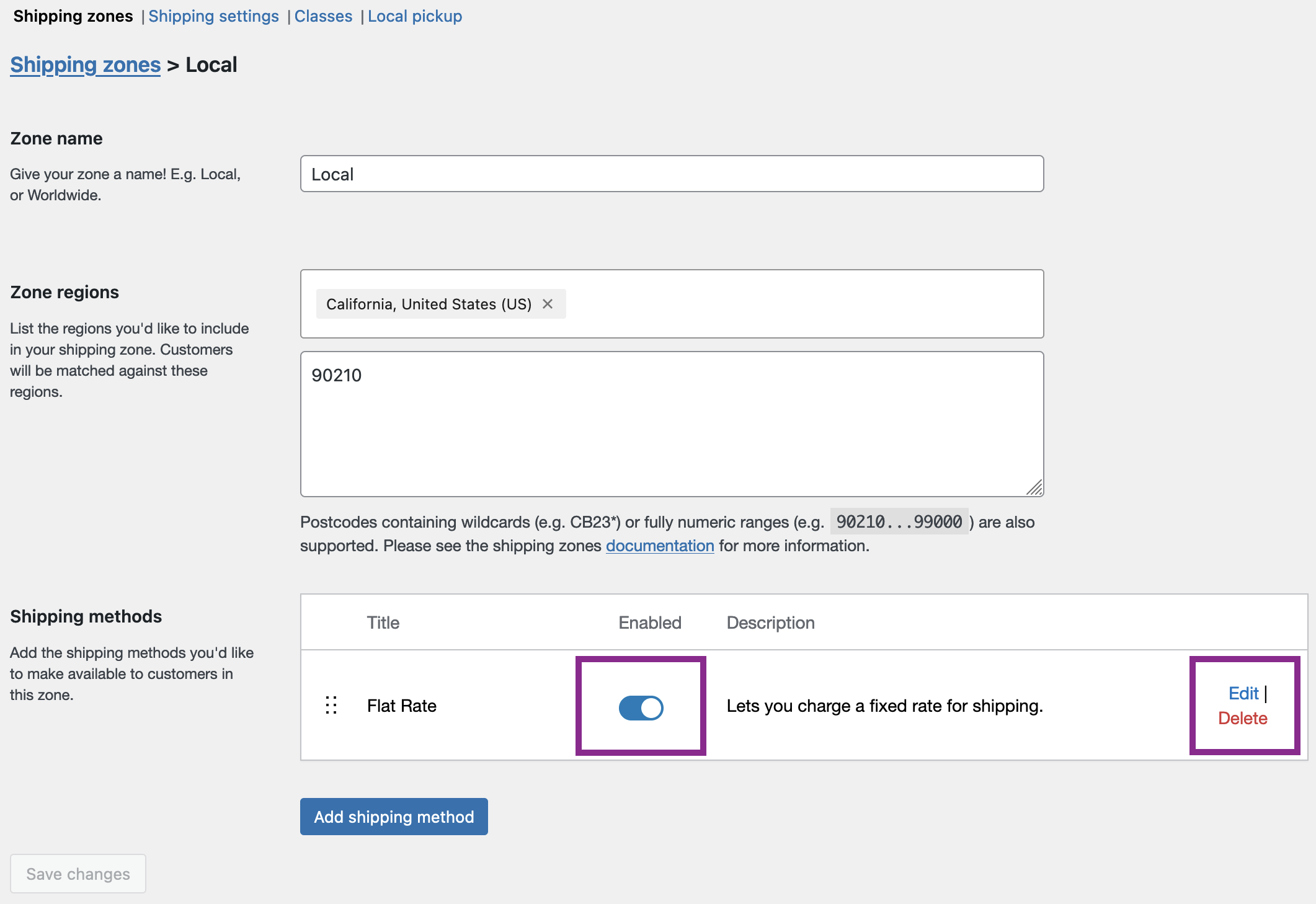 Setting up Shipping Zones Documentation - WooCommerce
