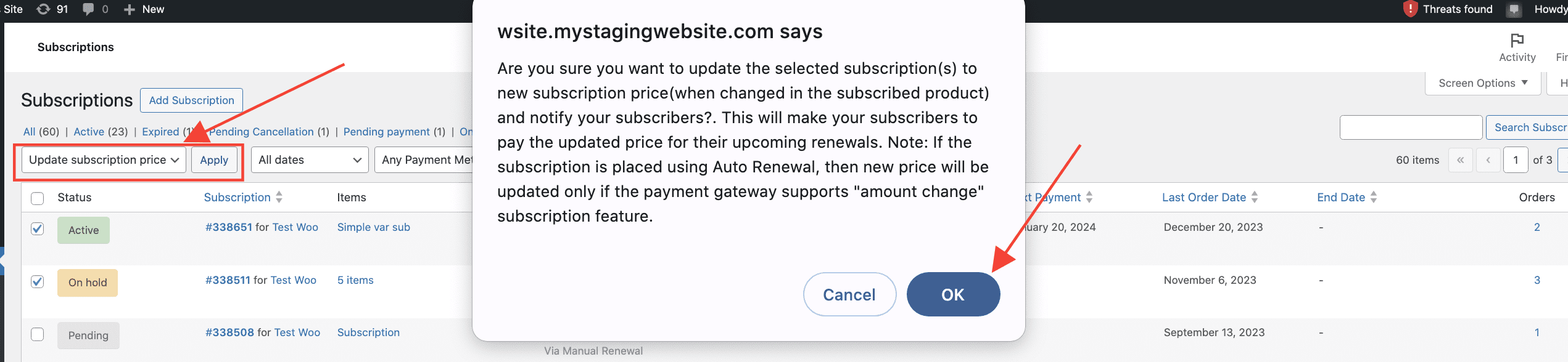 Use Case: Update Subscription Prices for Existing Subscribers Documentation - WooCommerce