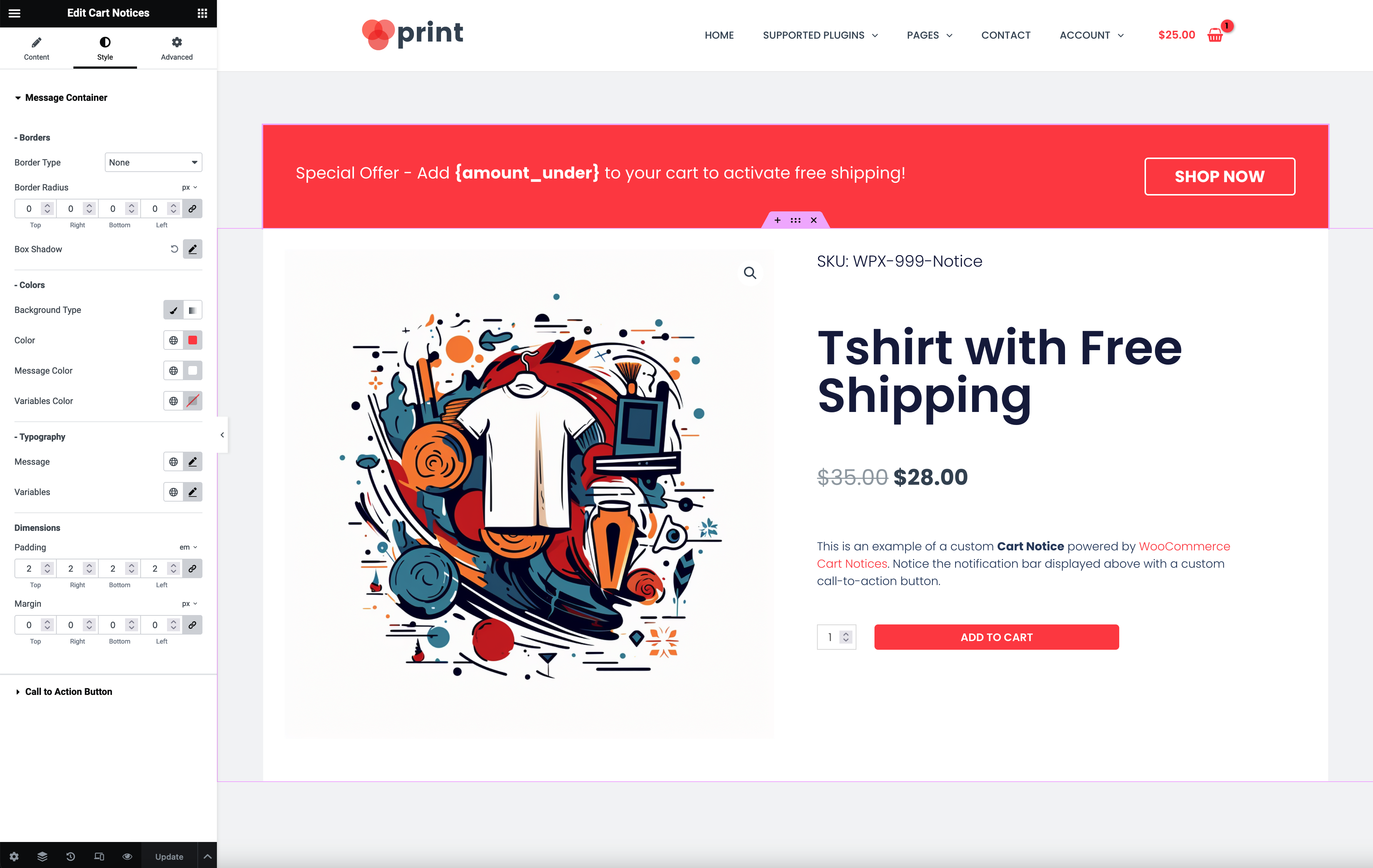 Elementor Connector For Cart Notices Documentation Woocommerce