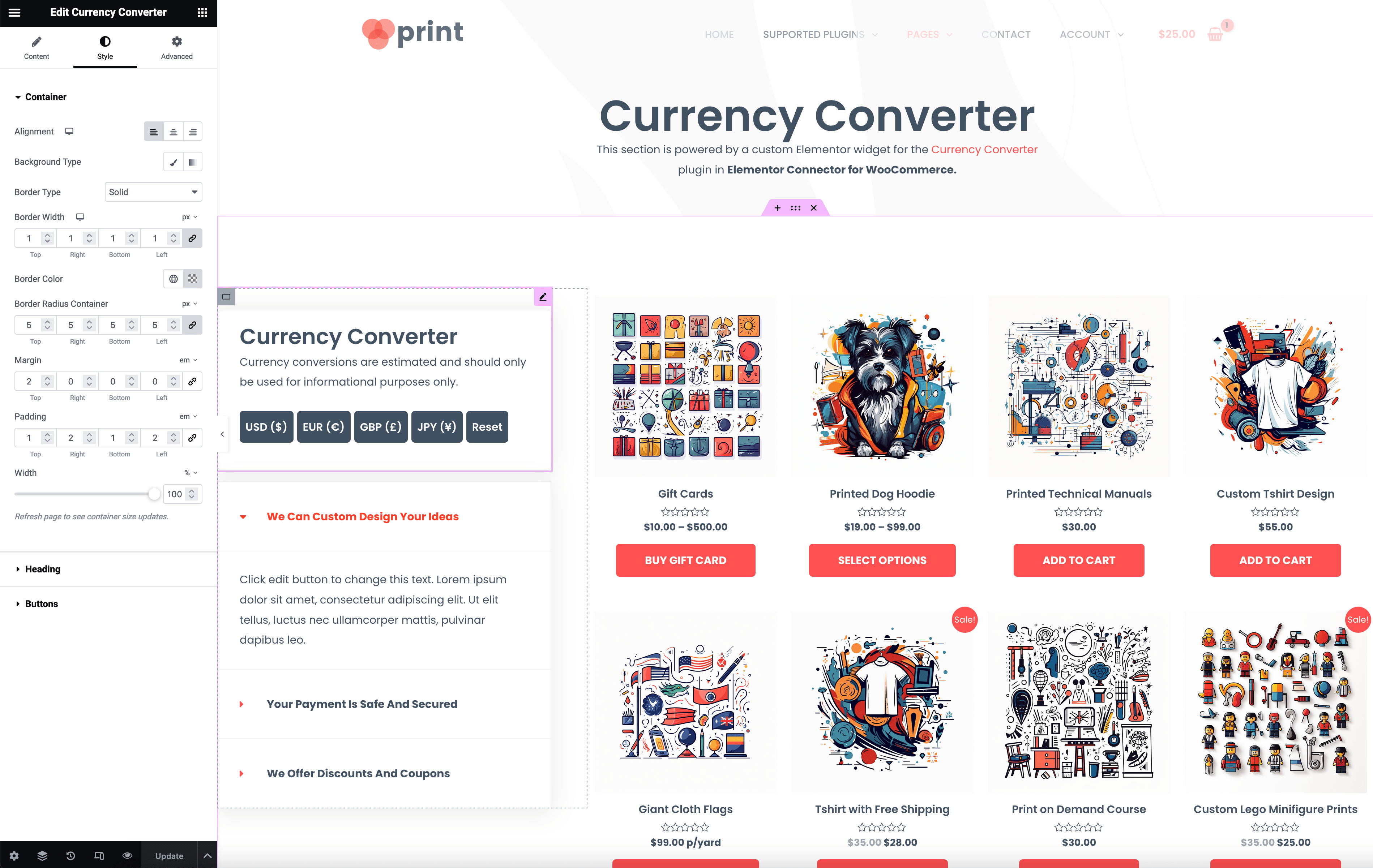 Elementor Connector for Currency Converter Documentation - WooCommerce