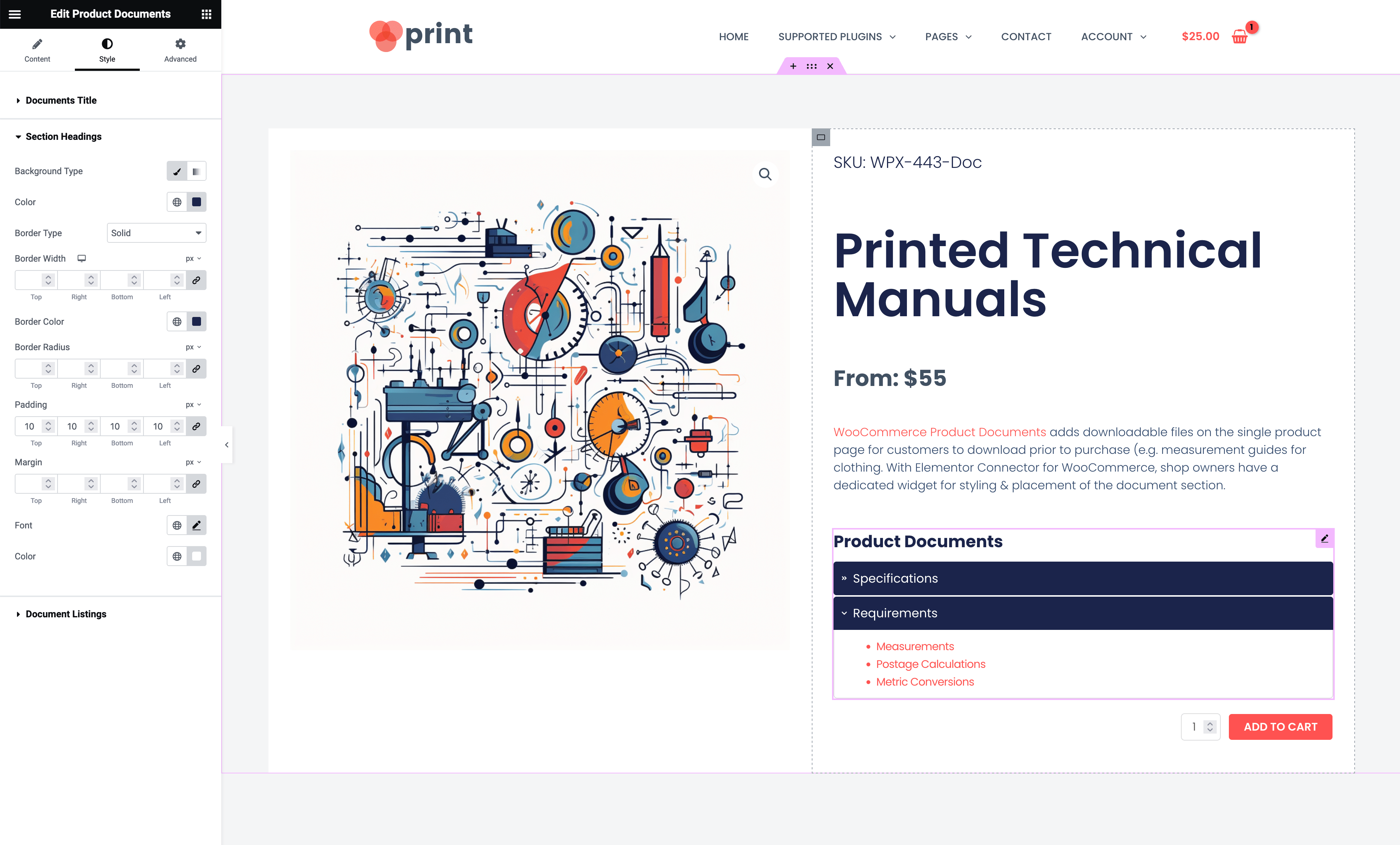 Elementor Connector for Product Documents Documentation - WooCommerce