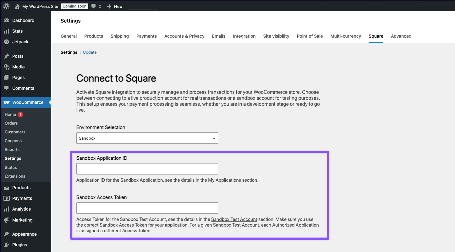 Testing The Woocommerce Square Extension In Sandbox Mode Documentation Woocommerce