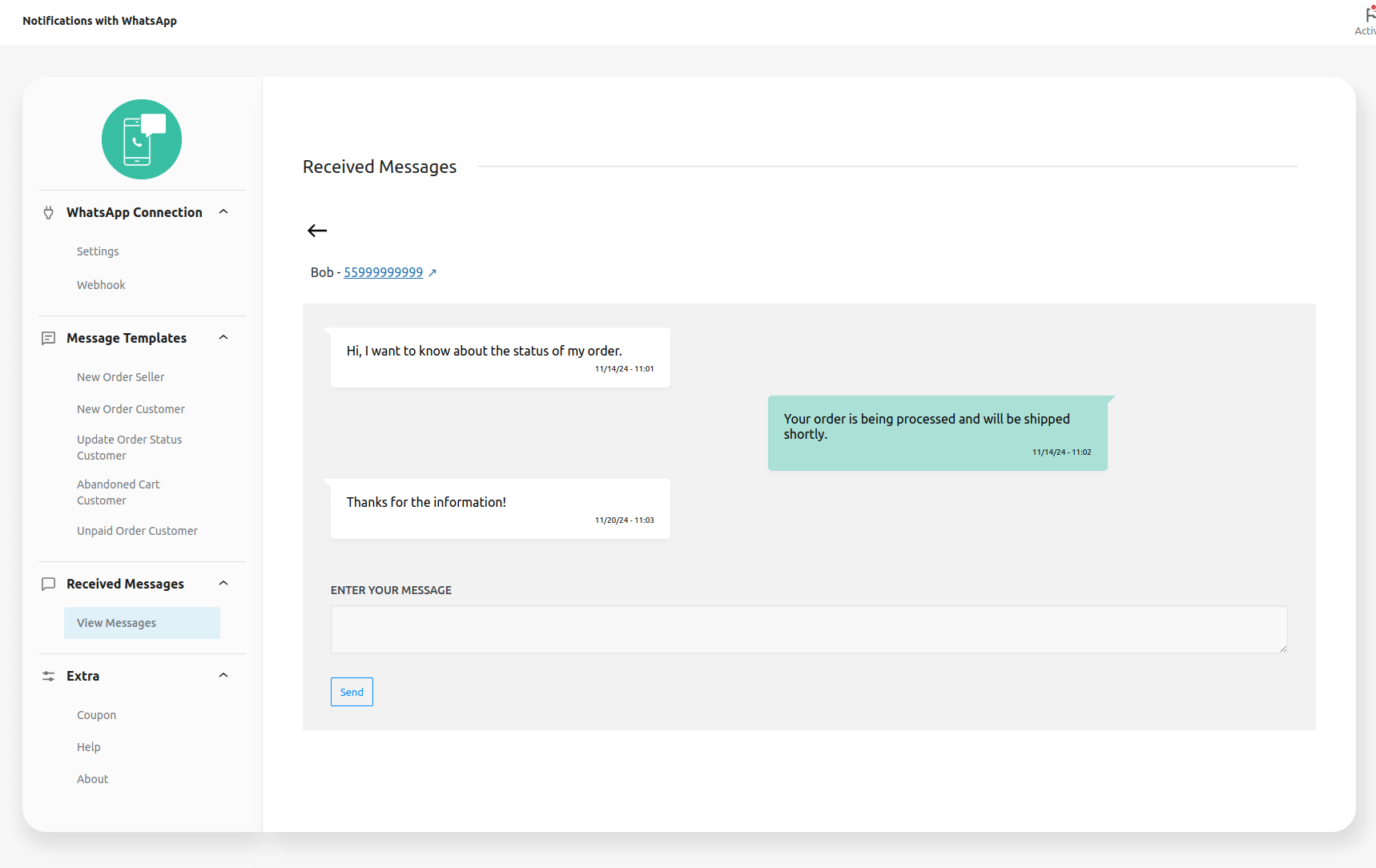 Notifications with WhatsApp Documentation - WooCommerce