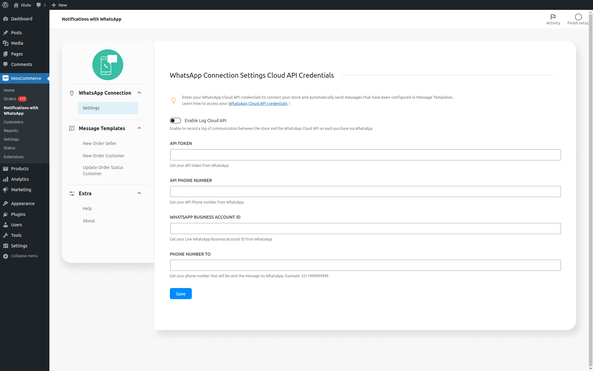 Notifications with WhatsApp Documentation - WooCommerce