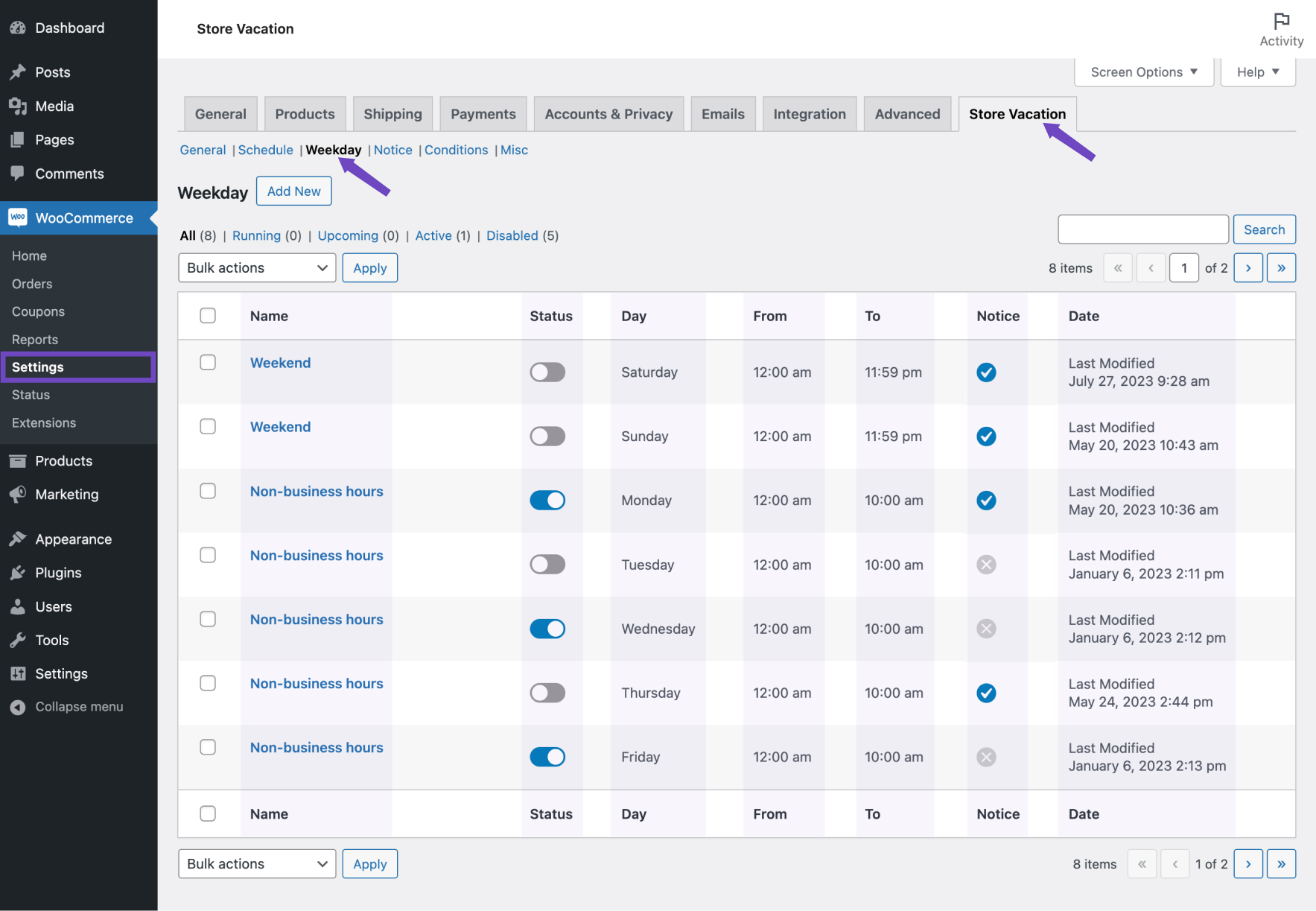 Store Vacation Documentation - WooCommerce