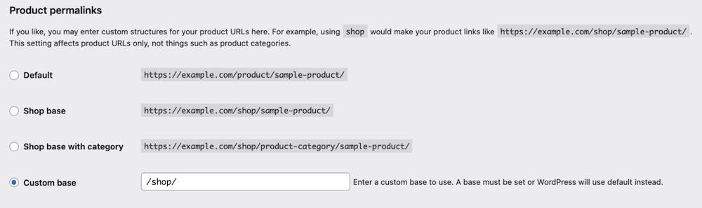 Permalinks Documentation - WooCommerce