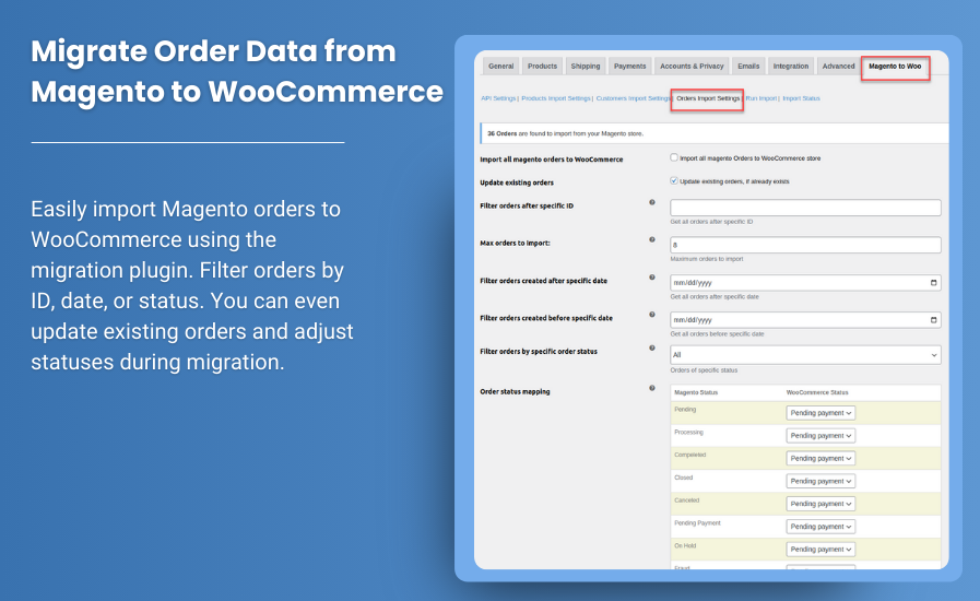 Magento to WooCommerce Migration Plugin