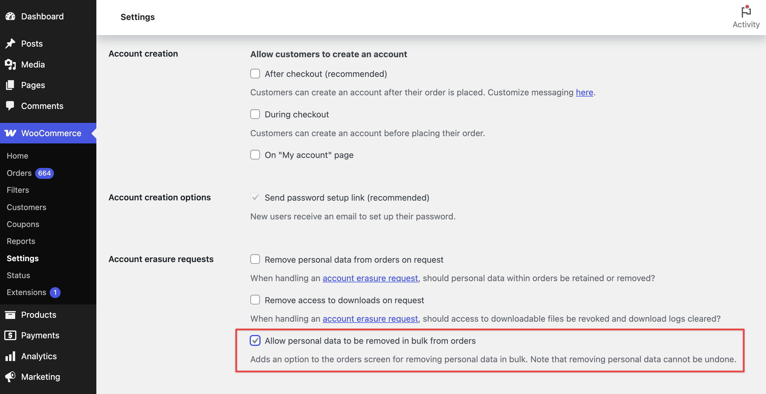 Removing personal data from orders Documentation - WooCommerce