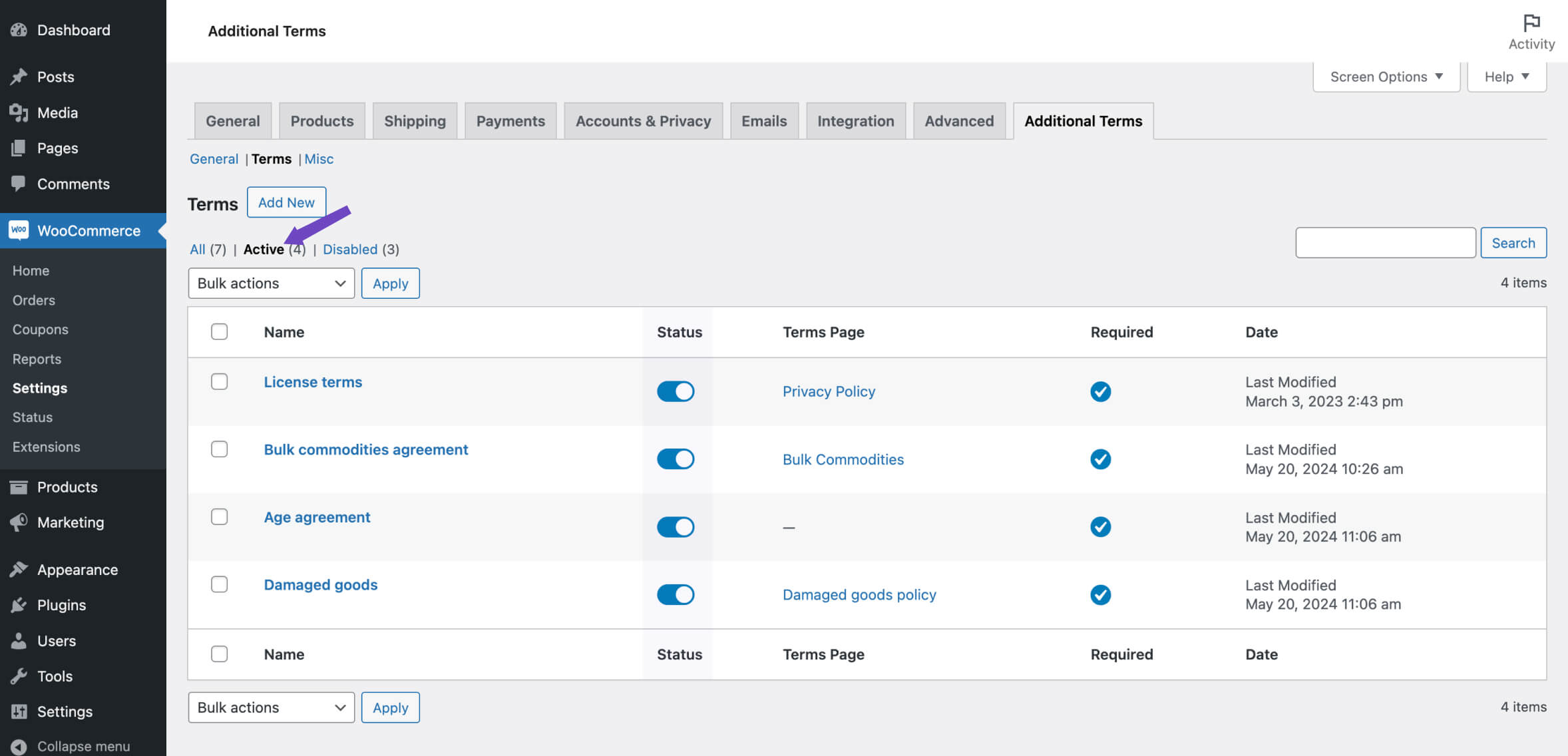 Additional Terms Pro Documentation - WooCommerce