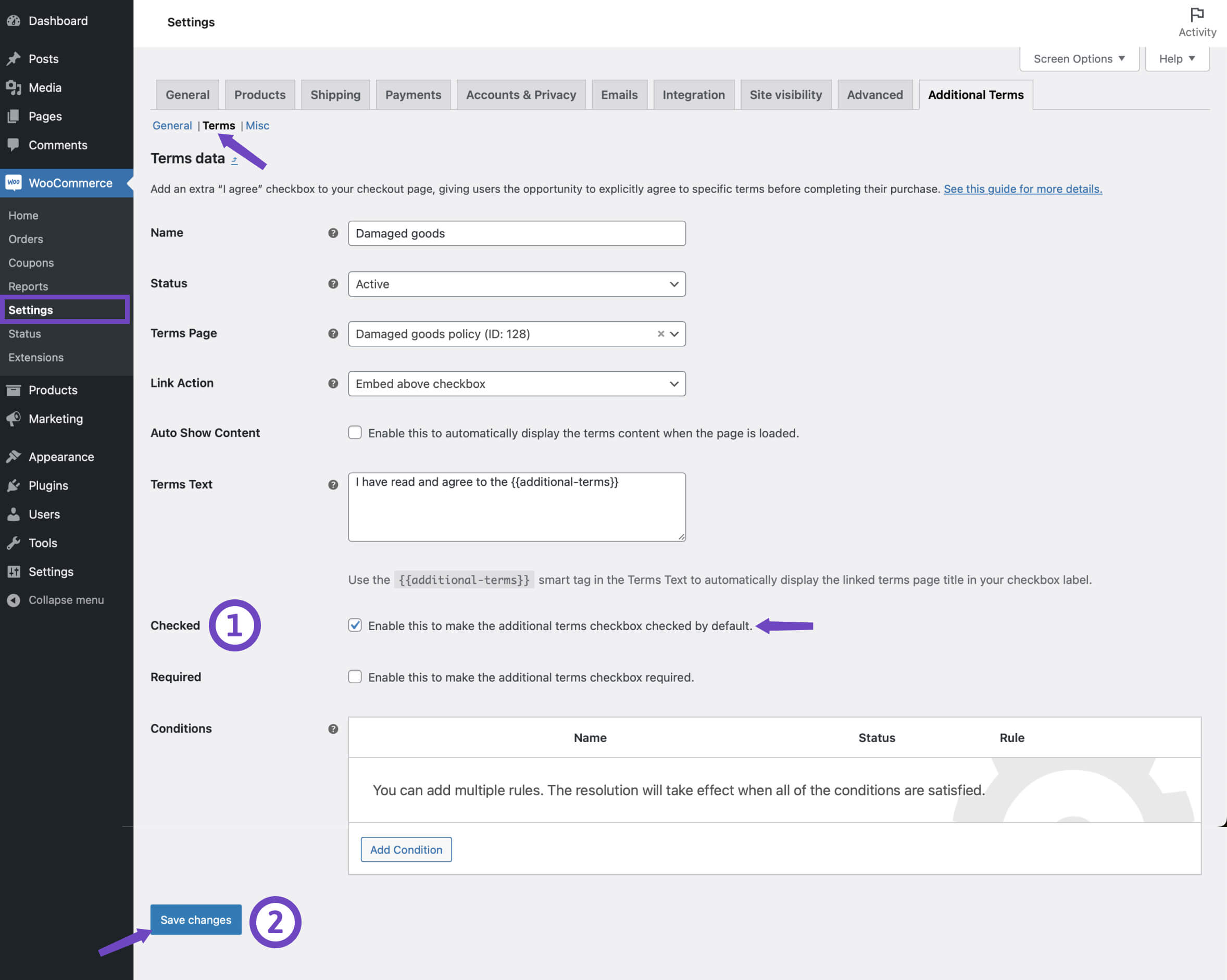 Additional Terms Pro Documentation - WooCommerce