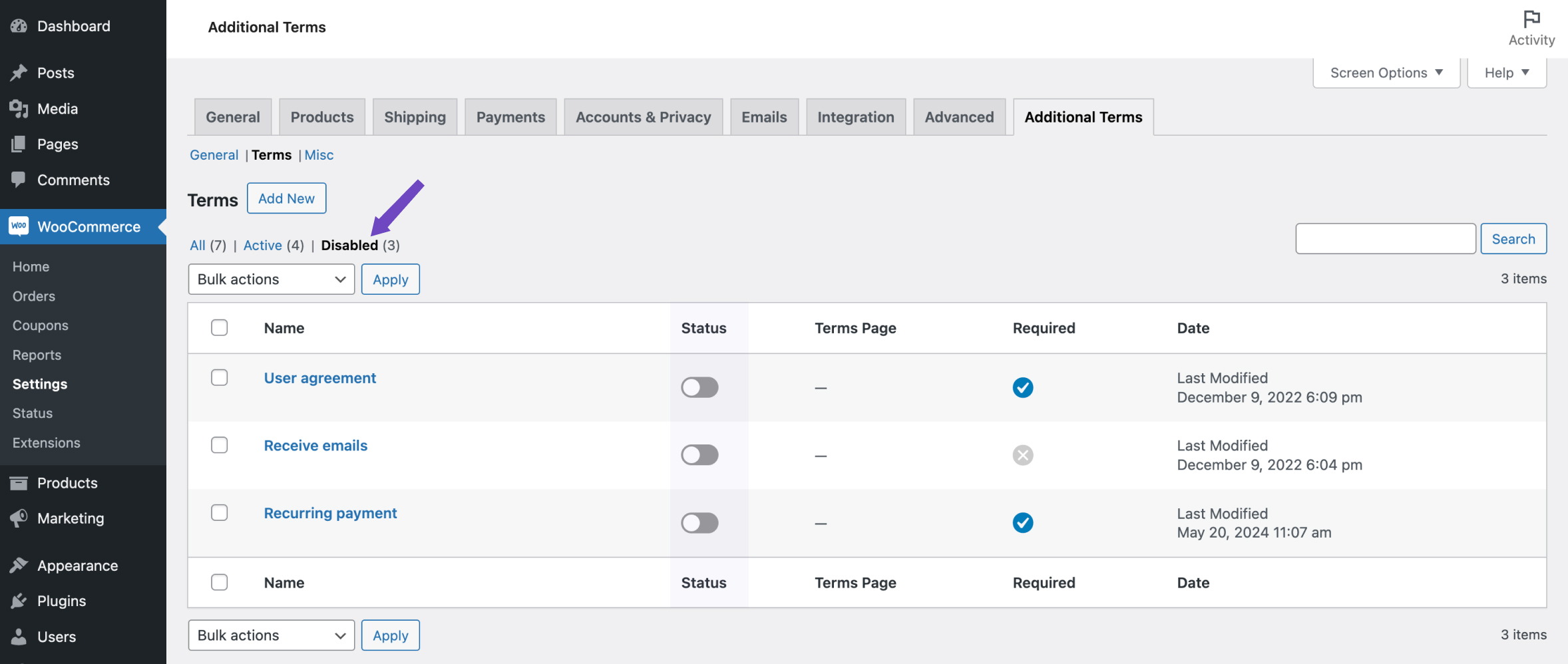 Additional Terms Pro Documentation - WooCommerce