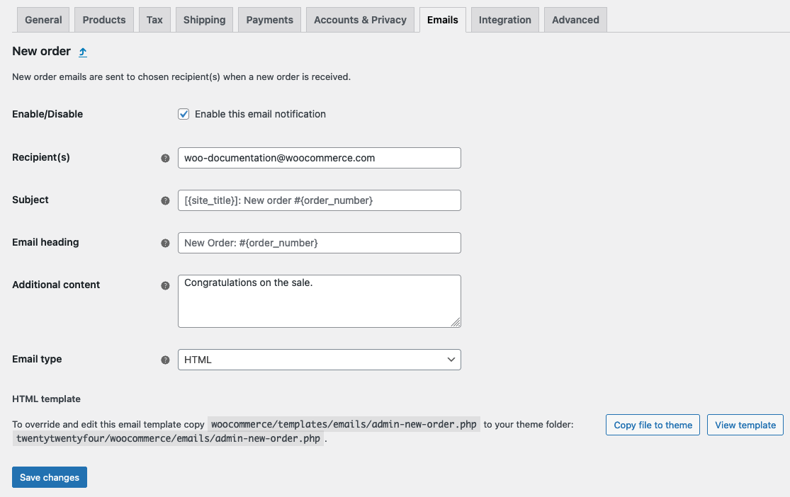 Email Settings Documentation - WooCommerce