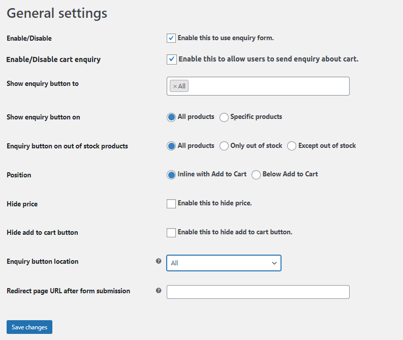Enquiry Form for WooCommerce - Documentation