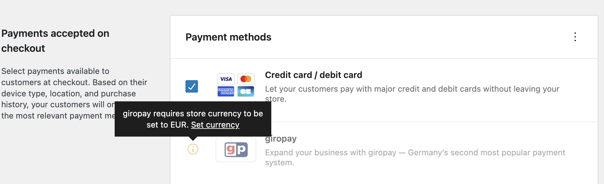 Additional payment methods Documentation - WooCommerce