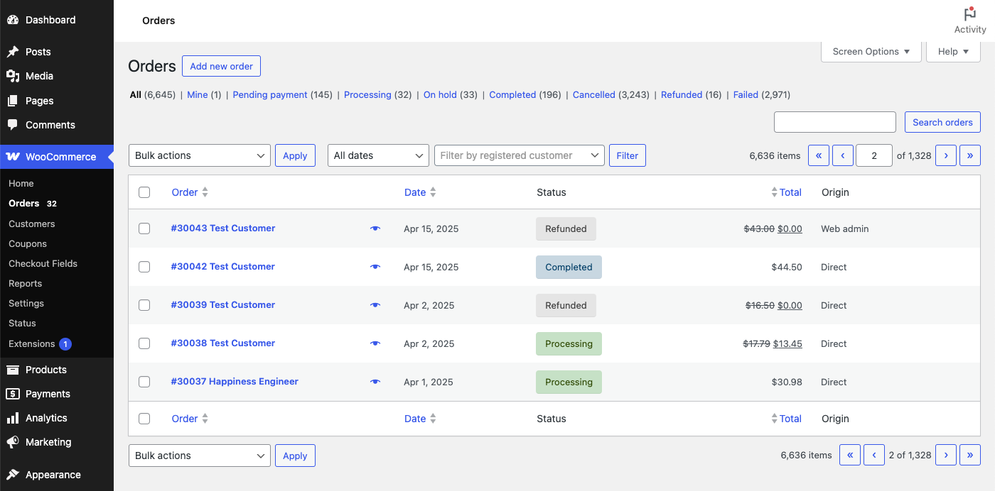 Orders Overview and Bulk Order Management Documentation - WooCommerce