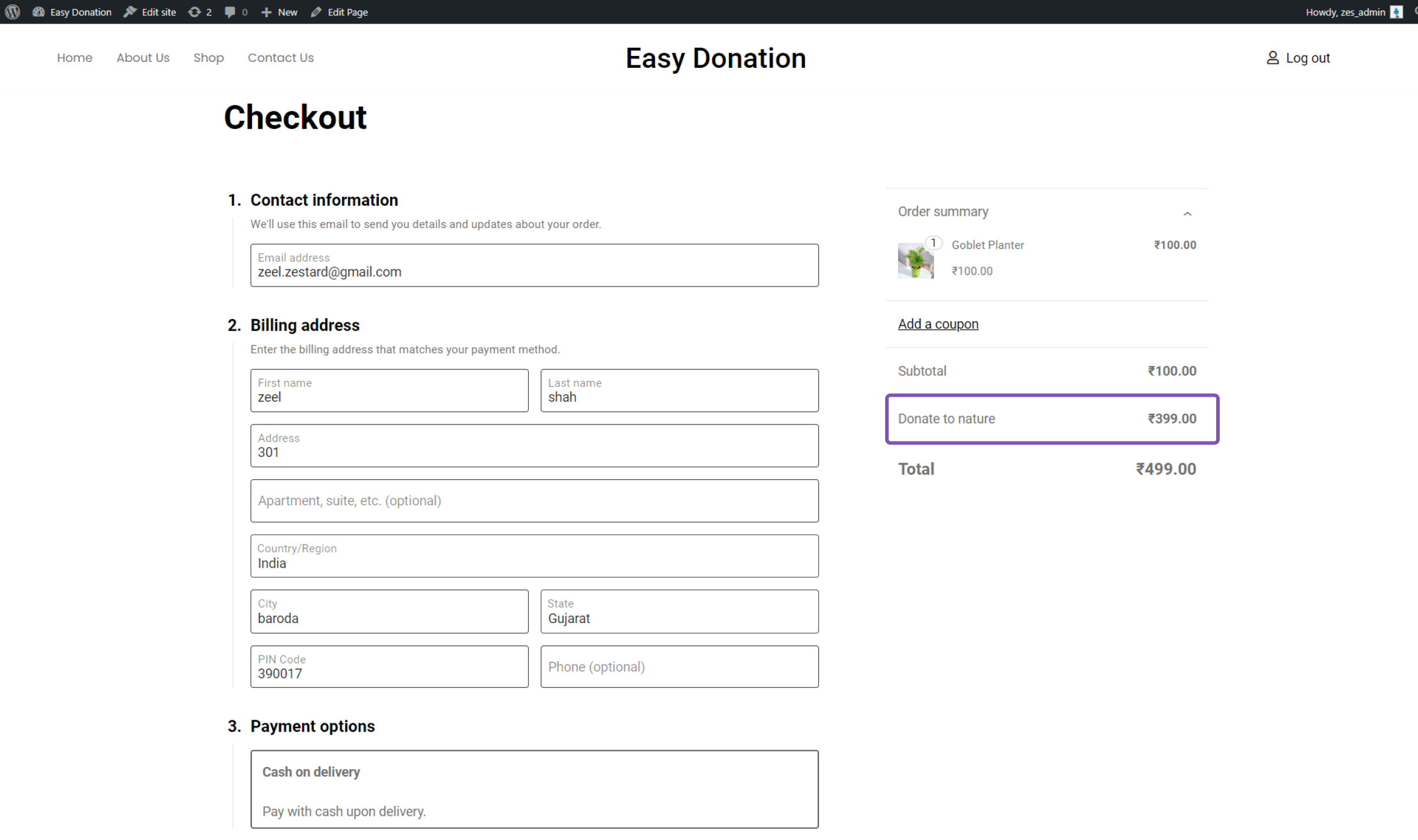 Zestard Easy Donation - WooCommerce Marketplace