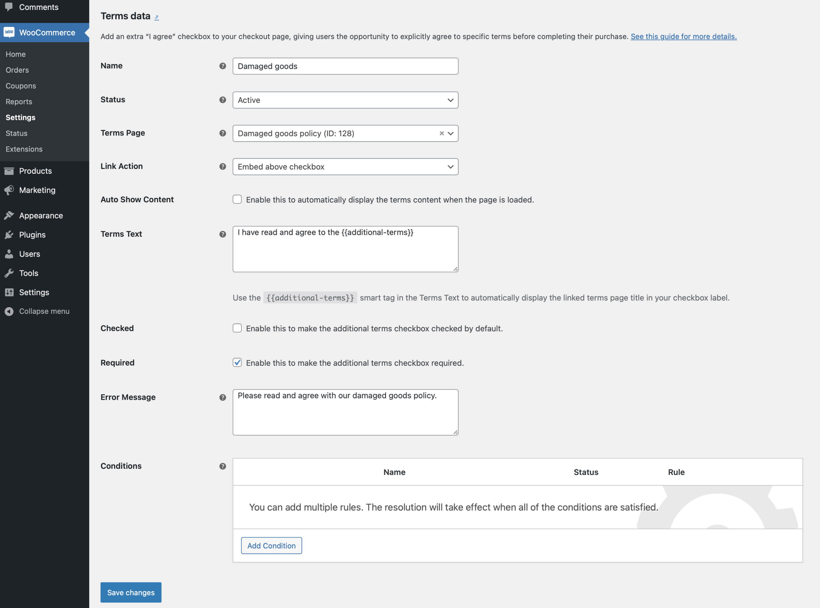 Additional Terms Pro - WooCommerce Marketplace