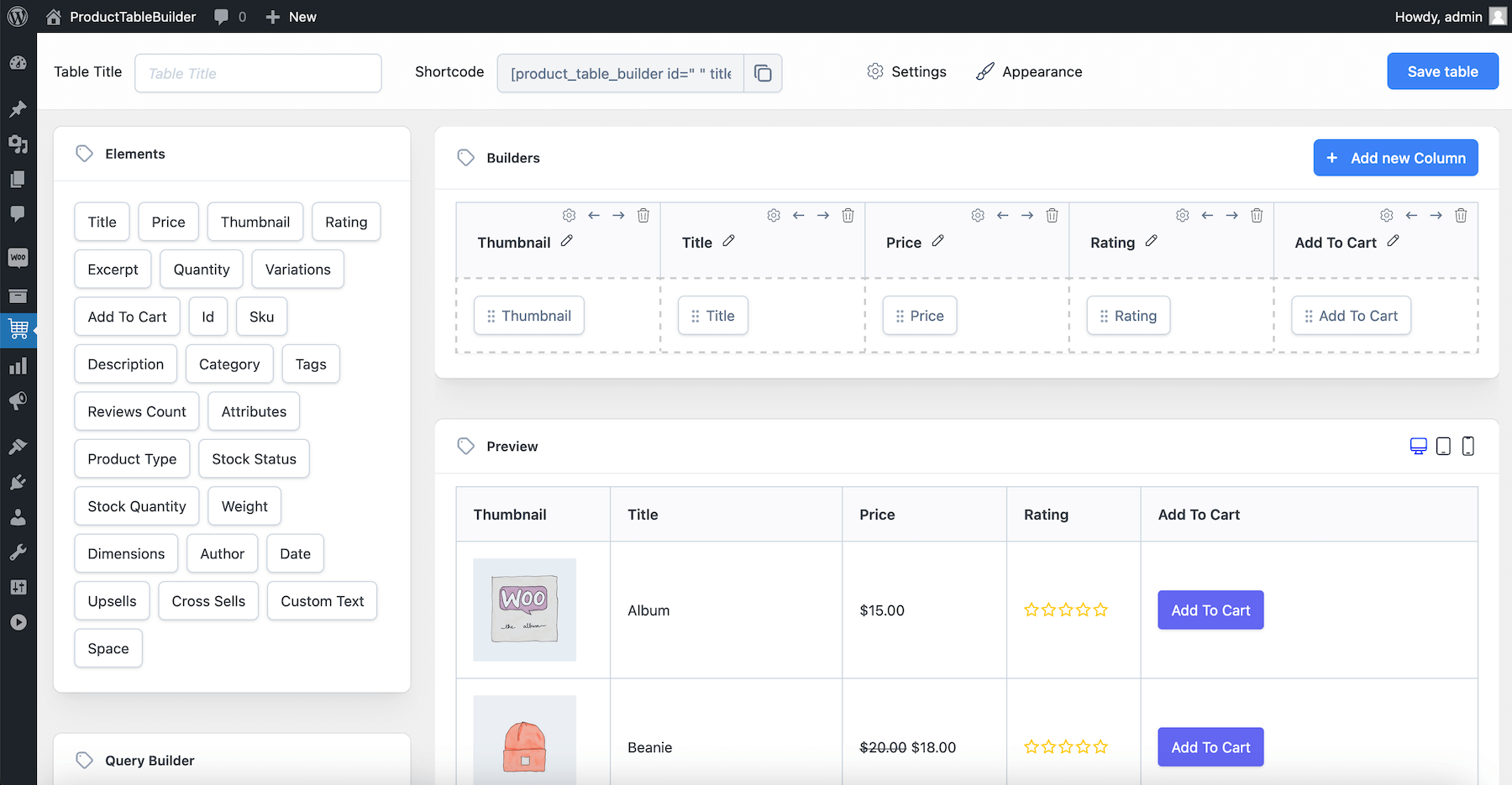 Product Table Builder - WooCommerce Marketplace