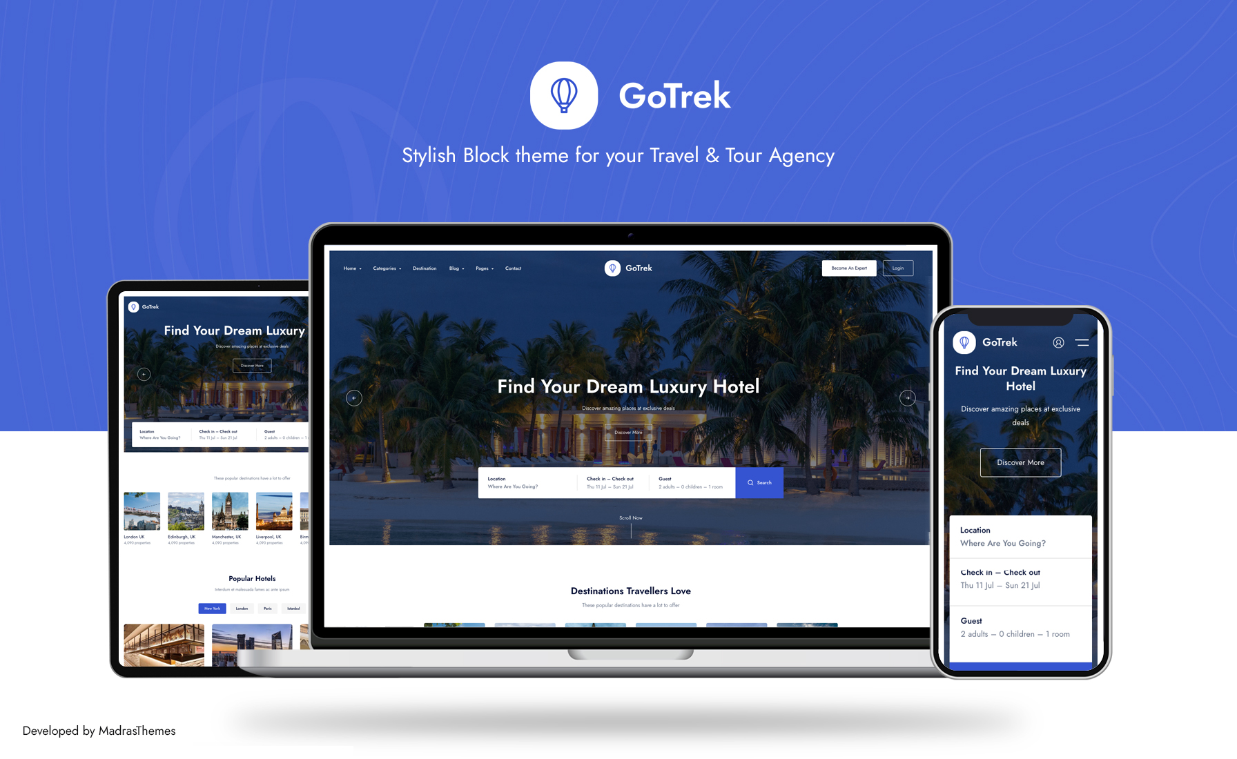 GoTrek - Traveling, Tour and Hotel Booking WooCommerce Theme