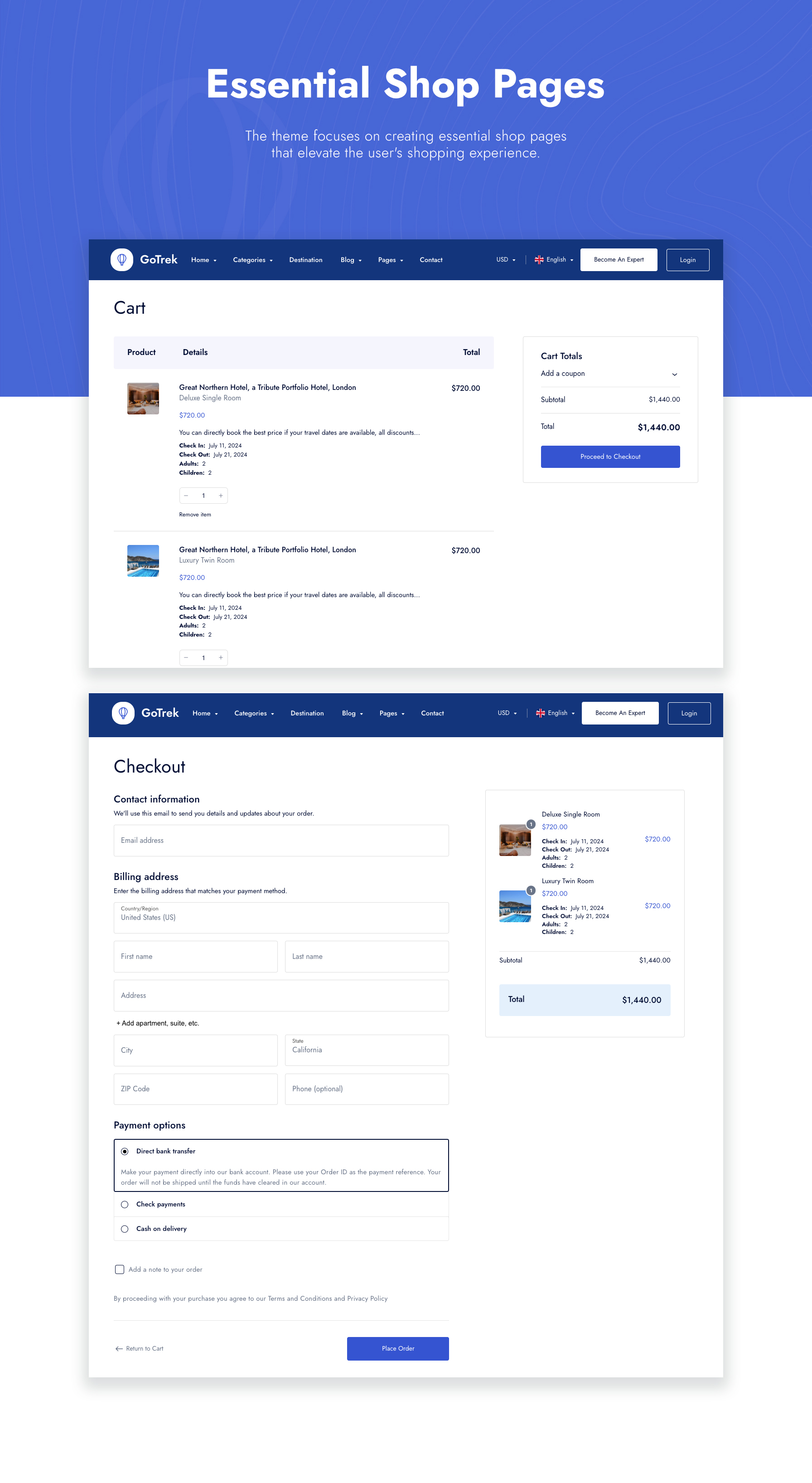 GoTrek - Traveling, Tour and Hotel Booking WooCommerce Theme