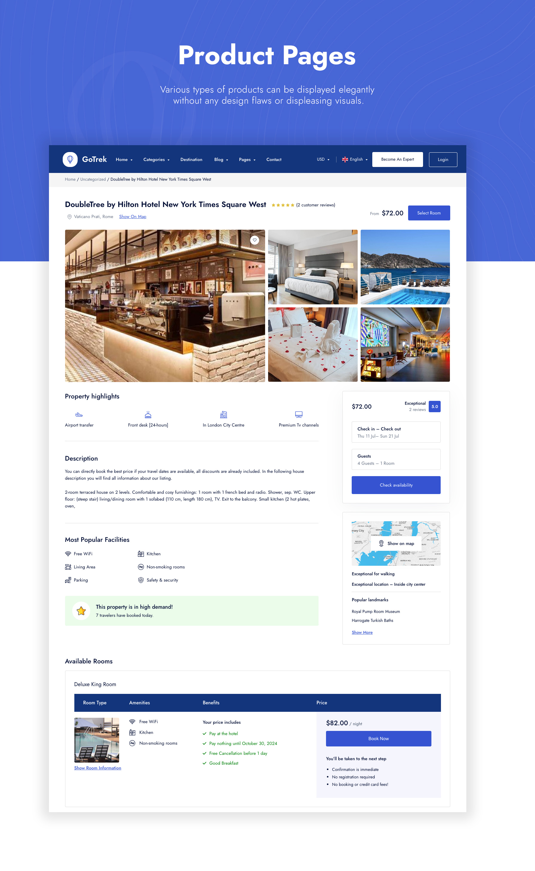 GoTrek - Traveling, Tour and Hotel Booking WooCommerce Theme